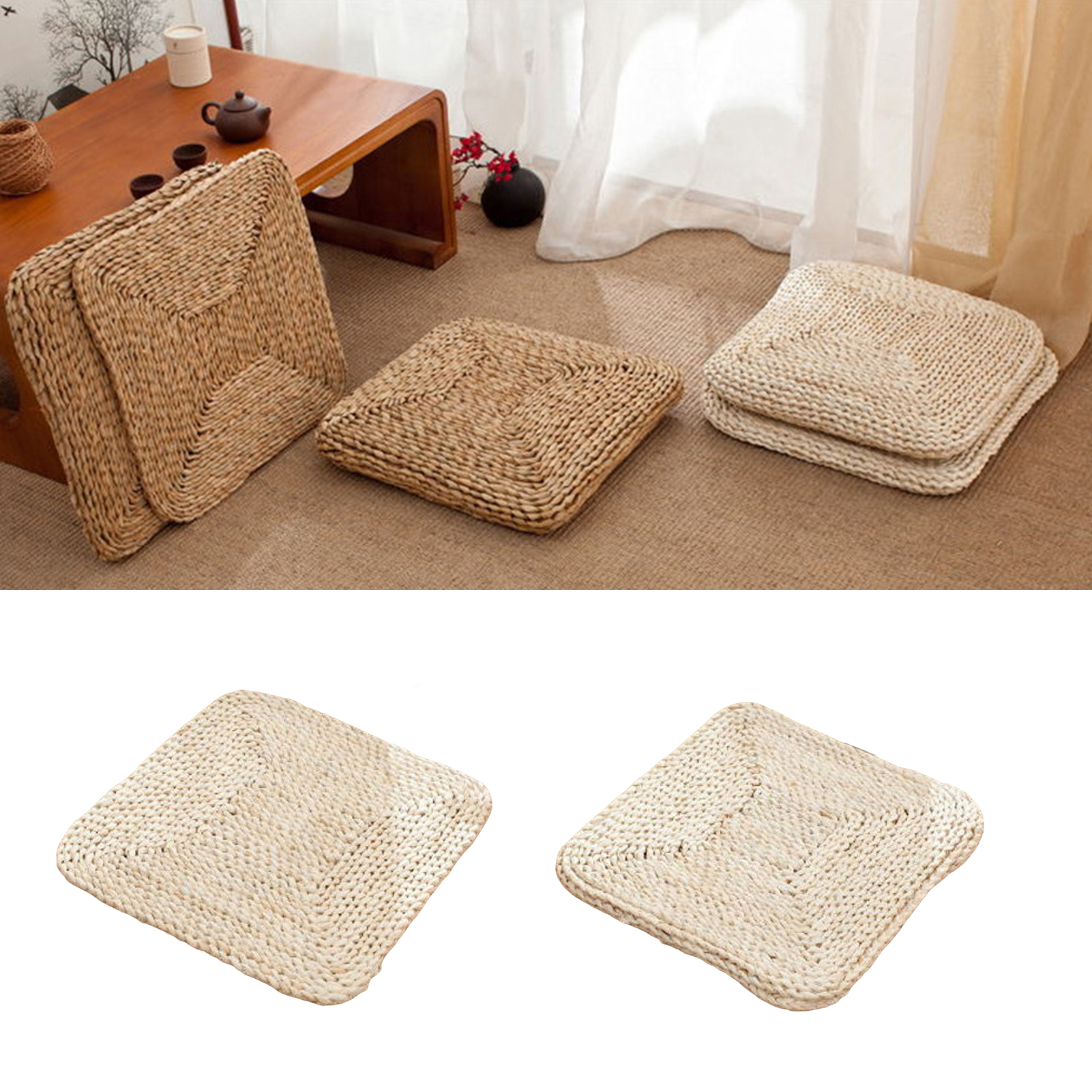 Floor Cushion No Care Required Non-slip Lightweight Natural Straw Woven ...