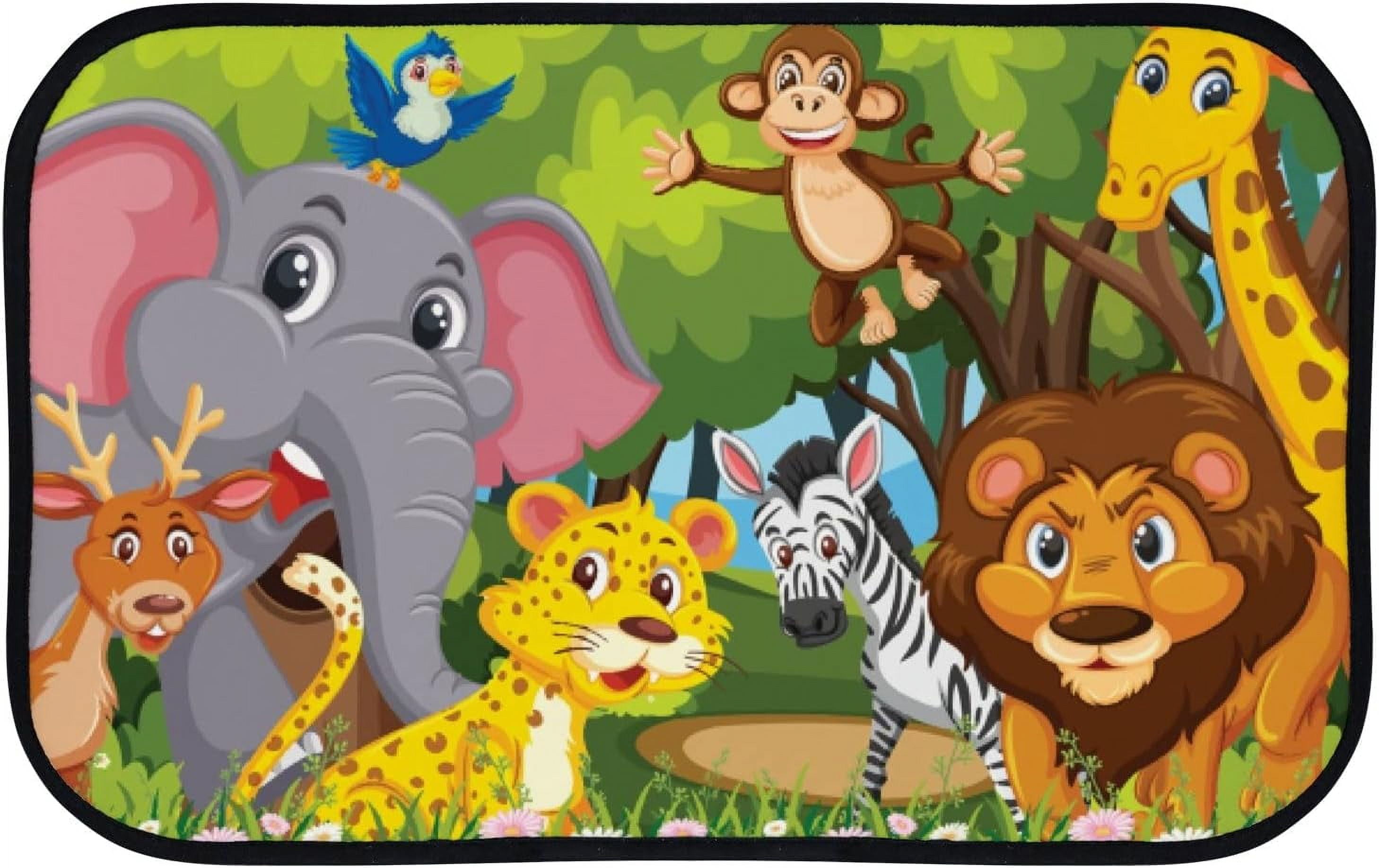 Floor Door Mats Bath Rugs Animals in Jungle , Entry Rug Non-Slip ...