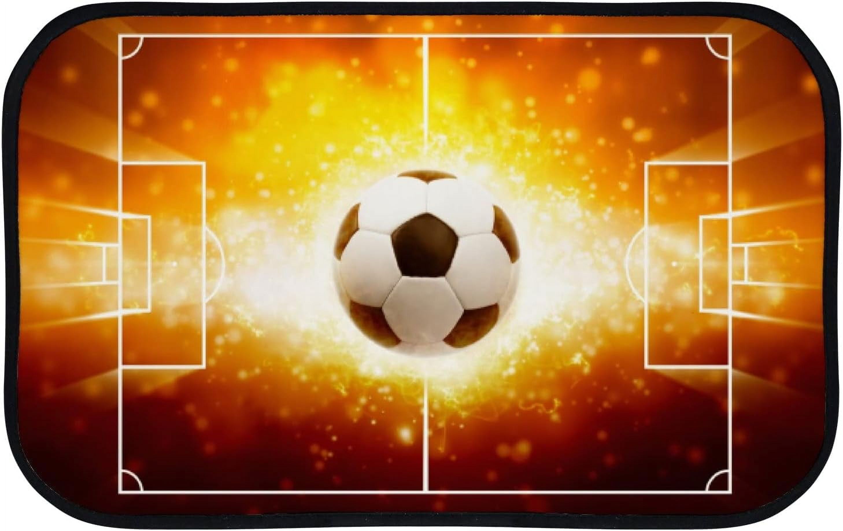 Floor Door Mats Bath Rugs Burning Soccer Ball , Entry Rug Non-Slip ...