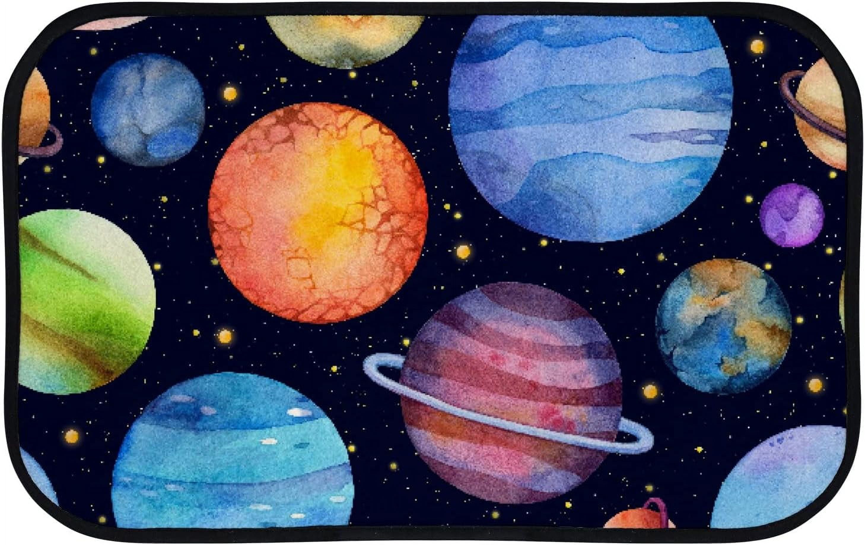 Floor Door Mats Bath Rugs Colorful Planets and Stars Space Bathroom ...