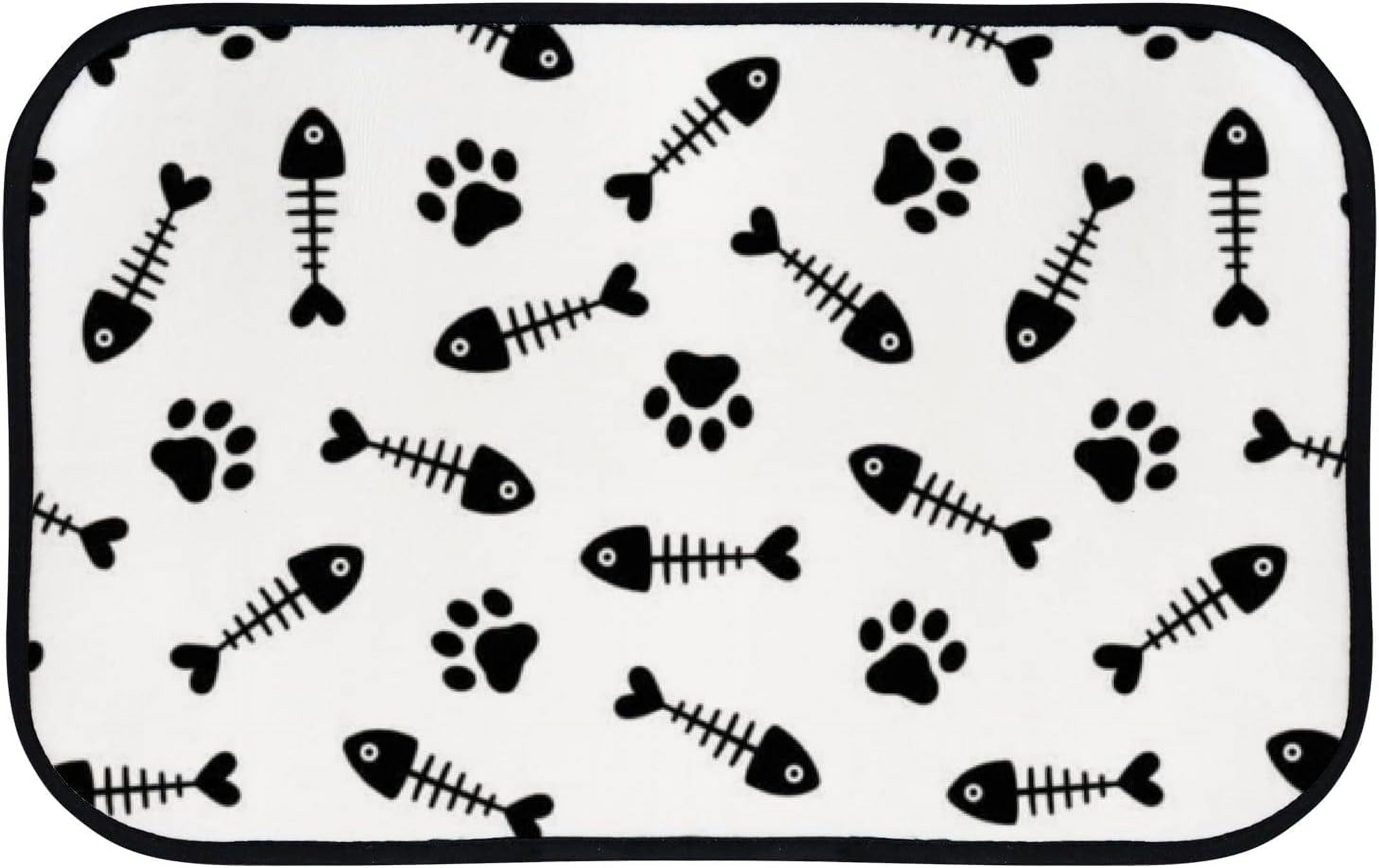 Floor Door Mats Bath Rugs Paw Fish Bone , Entry Rug Non-Slip Washable ...