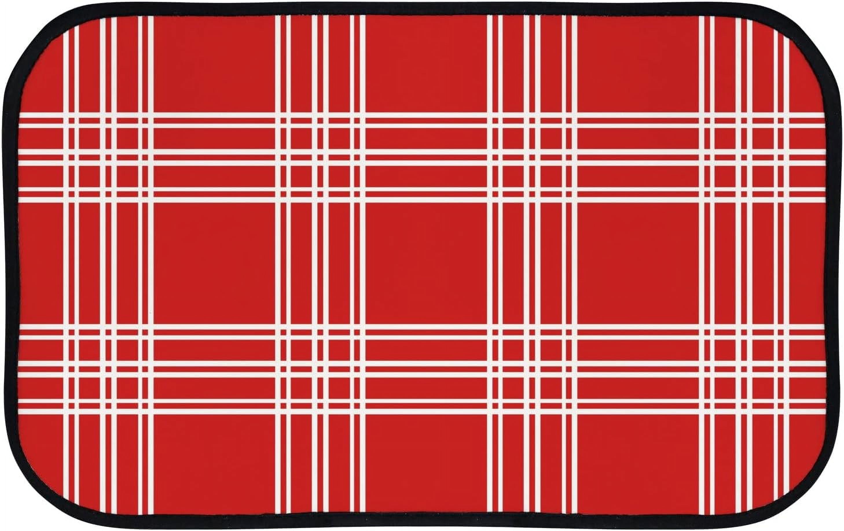 Floor Door Mats Bath Rugs Plaid Tartan Red , Entry Rug Non-Slip ...