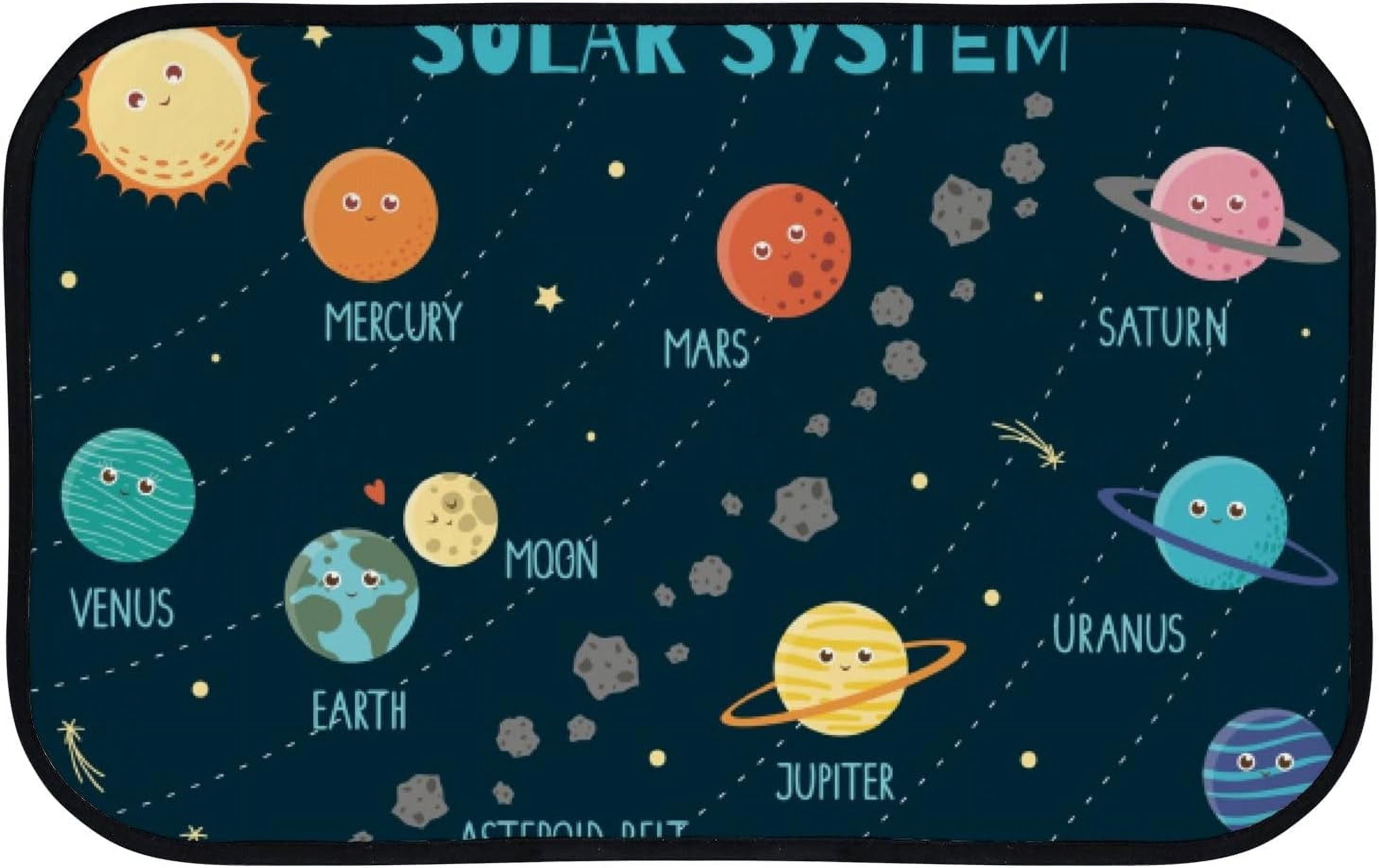 Floor Door Mats Bath Rugs Solar System Cartoon , Entry Rug Non-Slip ...
