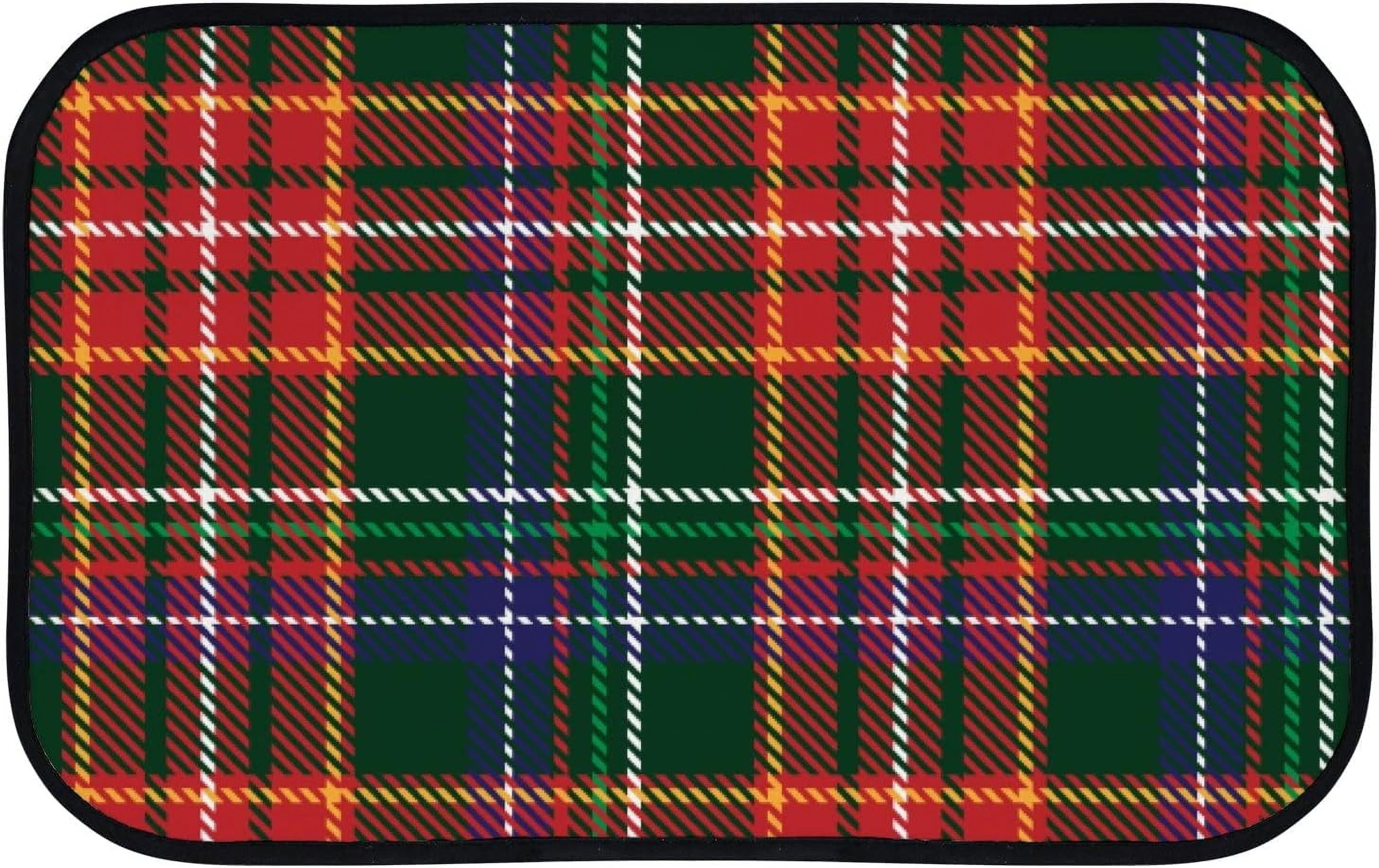 Floor Door Mats Bath Rugs Tartan Plaid Red , Entry Rug Non-Slip ...