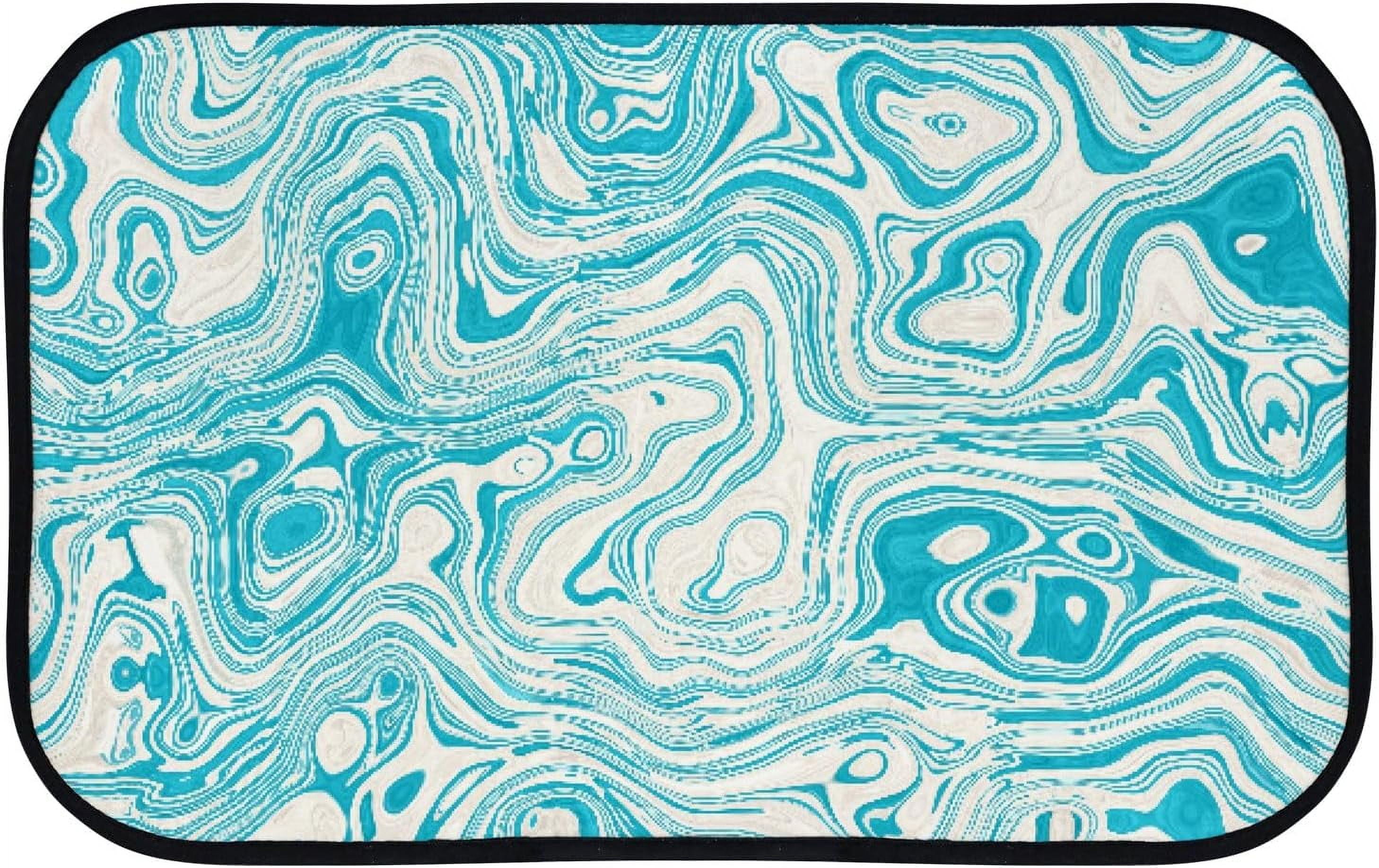 Floor Door Mats Bath Rugs Teal Swirl Marble , Entry Rug Non-Slip ...