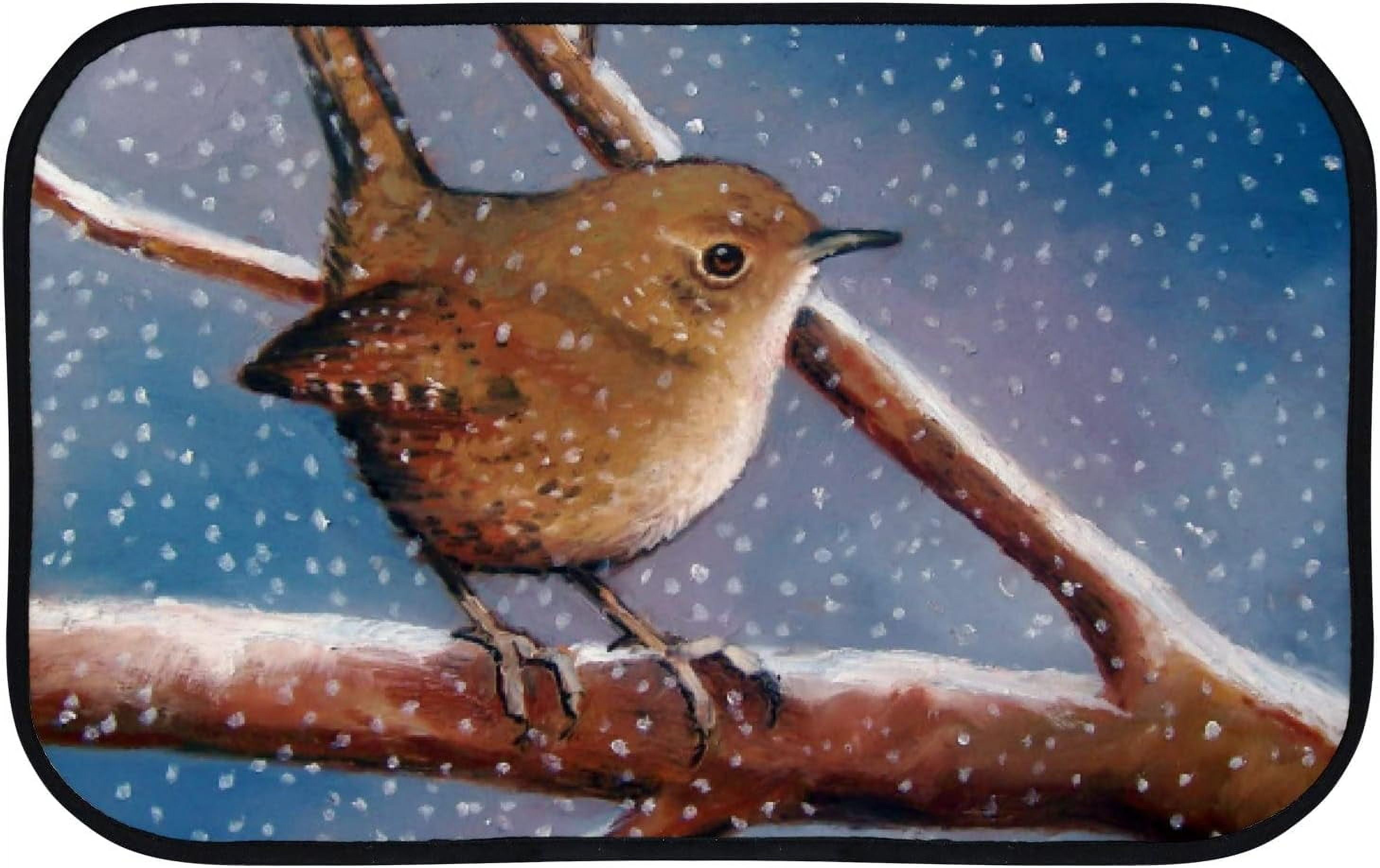 Floor Door Mats Bath Rugs Wren in Winter , Entry Rug Non-Slip Washable Indoor Door Mat, Small ...