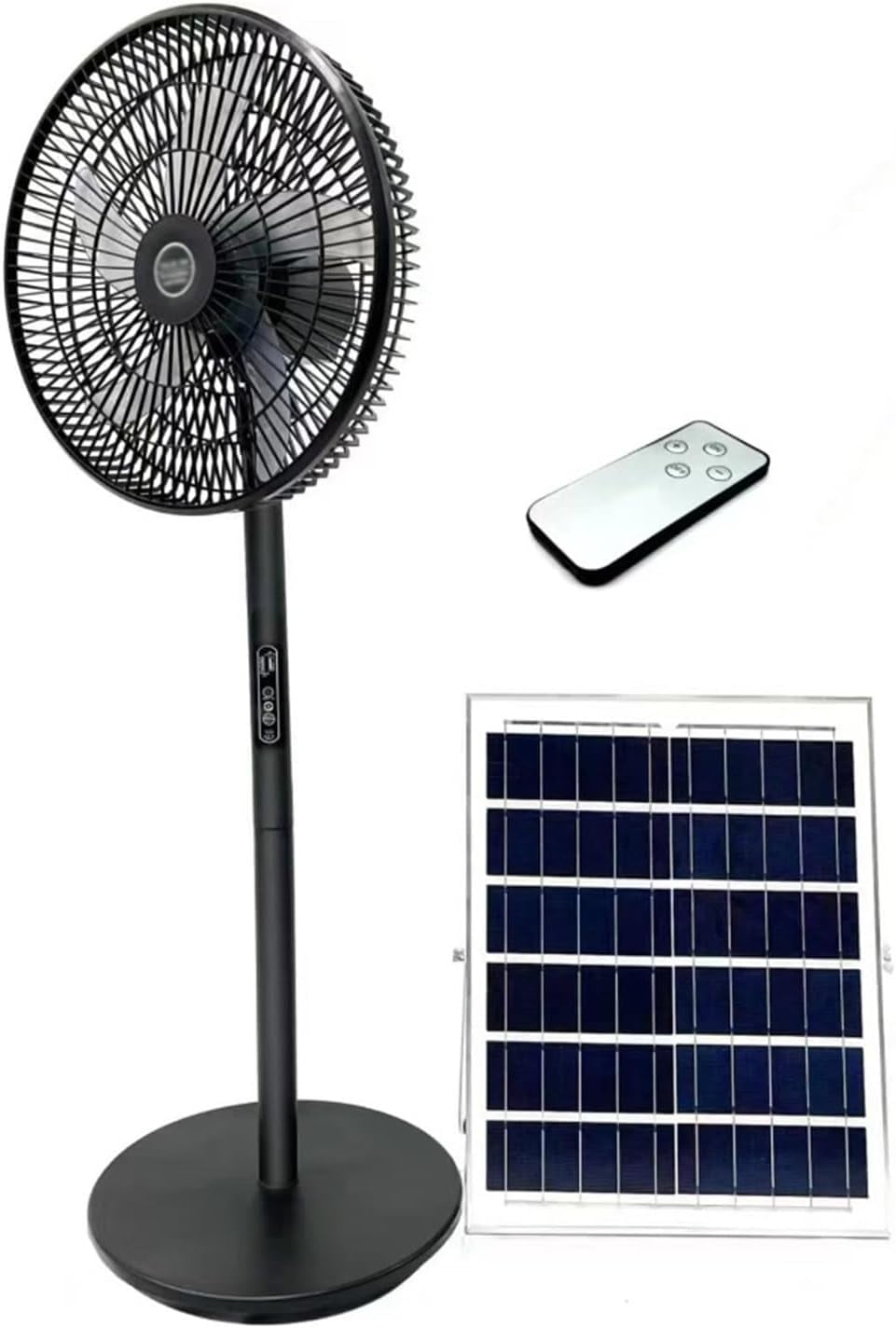 Floor Fan with Solar Panel, Solar Oscillating Standing Fan Camping Fans ...