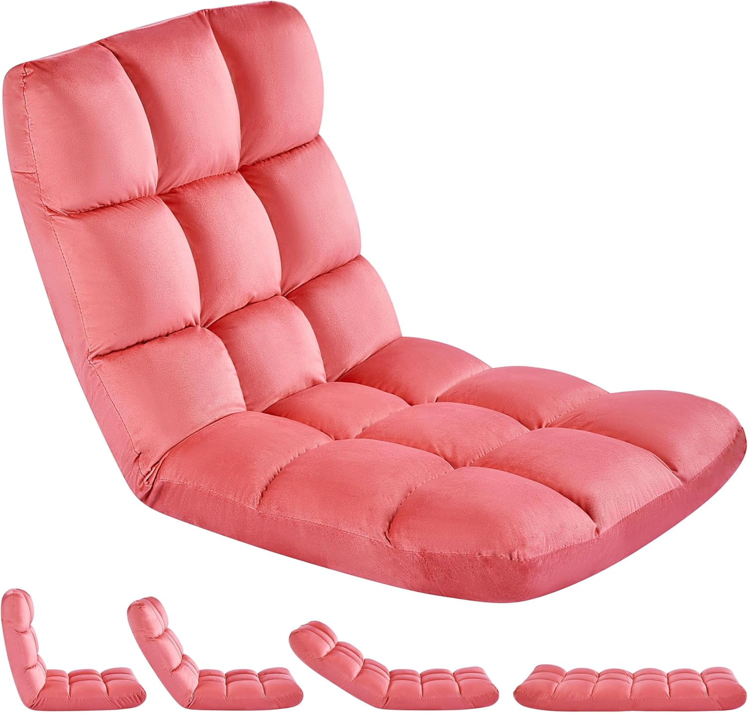 Floor Folding Chair with Back Support, Padded Folding Gaming Sofa Chair ...