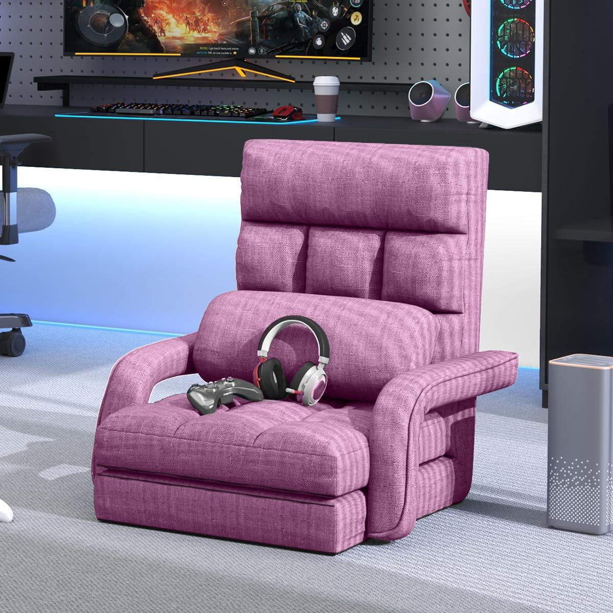 Floor Gaming Chair, 6 Position Adjustable Indoor Chaise Lounge Chair ...