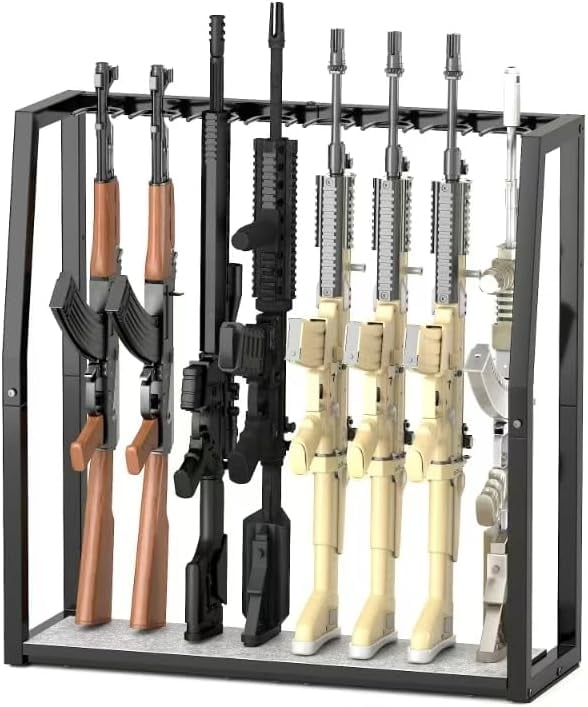 Floor Gun Rack Stand with Wooden Base, Vertical Rifle Rack with Scratch ...