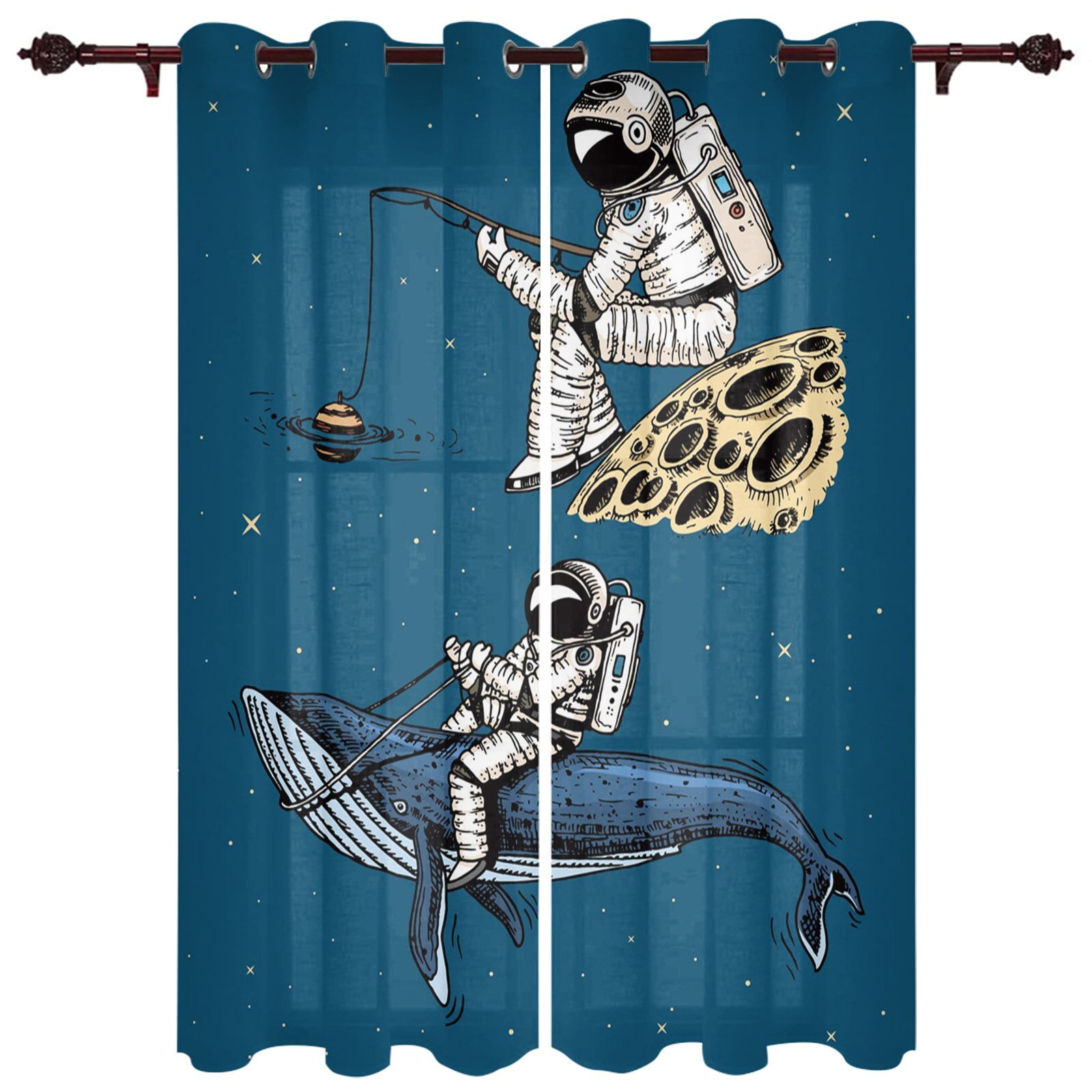 Floor High Rise City Blue Sky Clouds Curtains for Kid Bedroom Modern ...