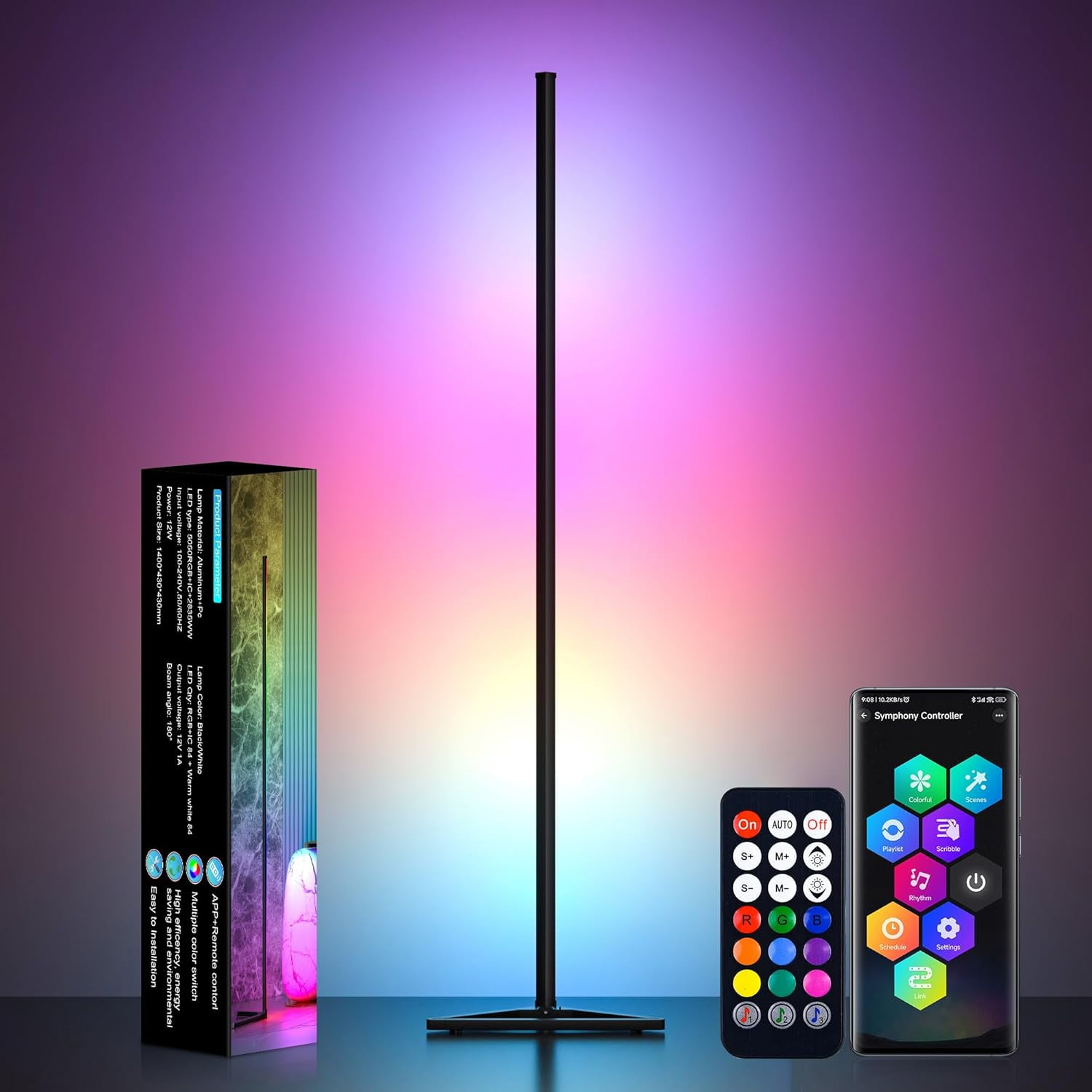 Floor Lamp,16 Million Colors Floor Lamps 56" Lamps for Room with Music ...