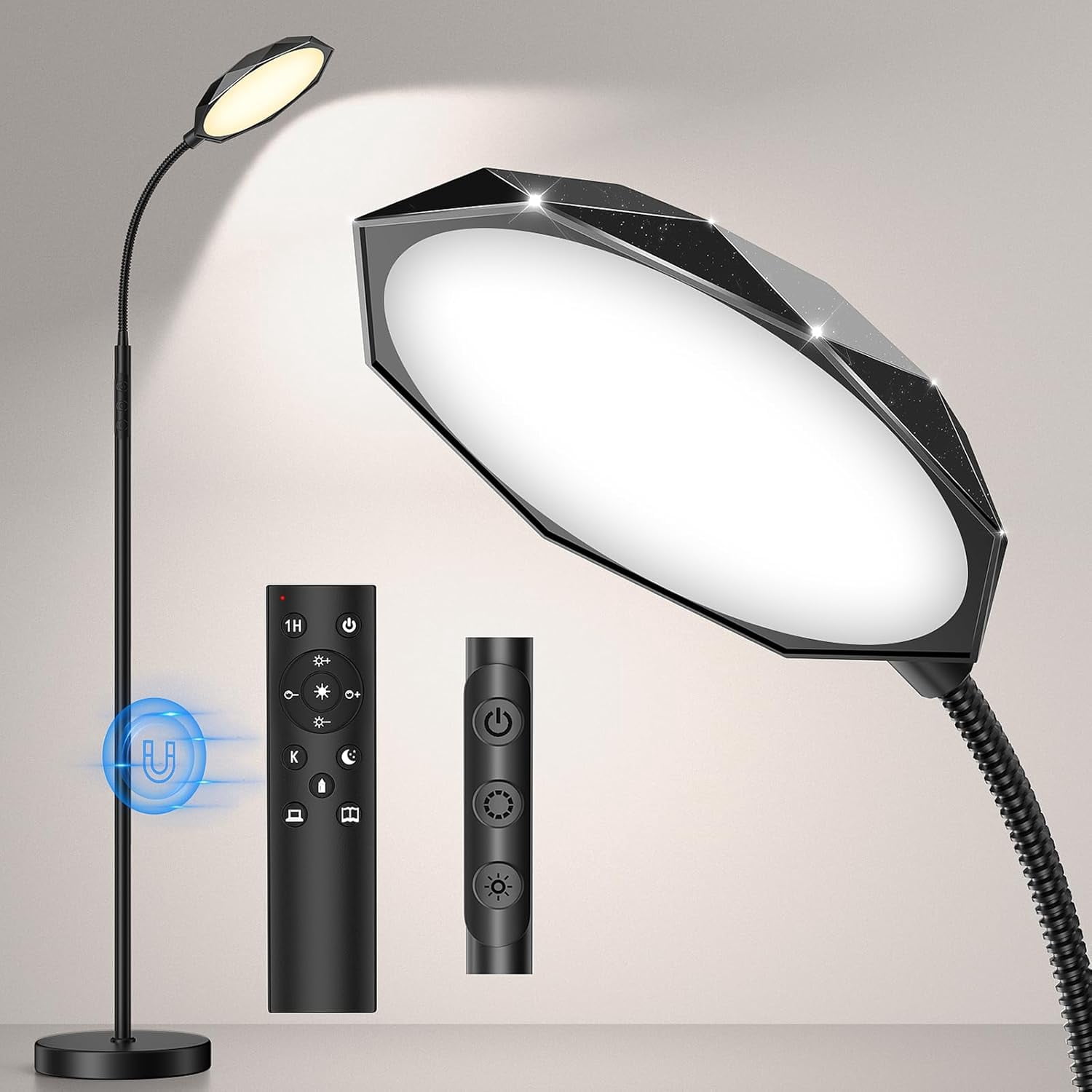 Floor Lamp, 18W Bright Floor Lamps for Room with -Surface, Stepless ...