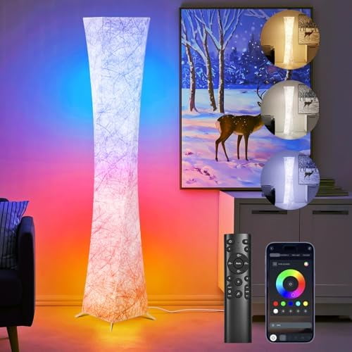 Floor Lamp, 61'' Smart RGB LED Corner Lamp with Music Sync and 16 ...