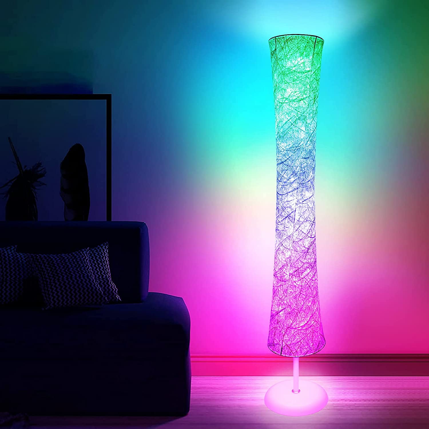 Floor Lamp, 61'' Smart RGB LED Corner Lamp with Music Sync and 16 ...