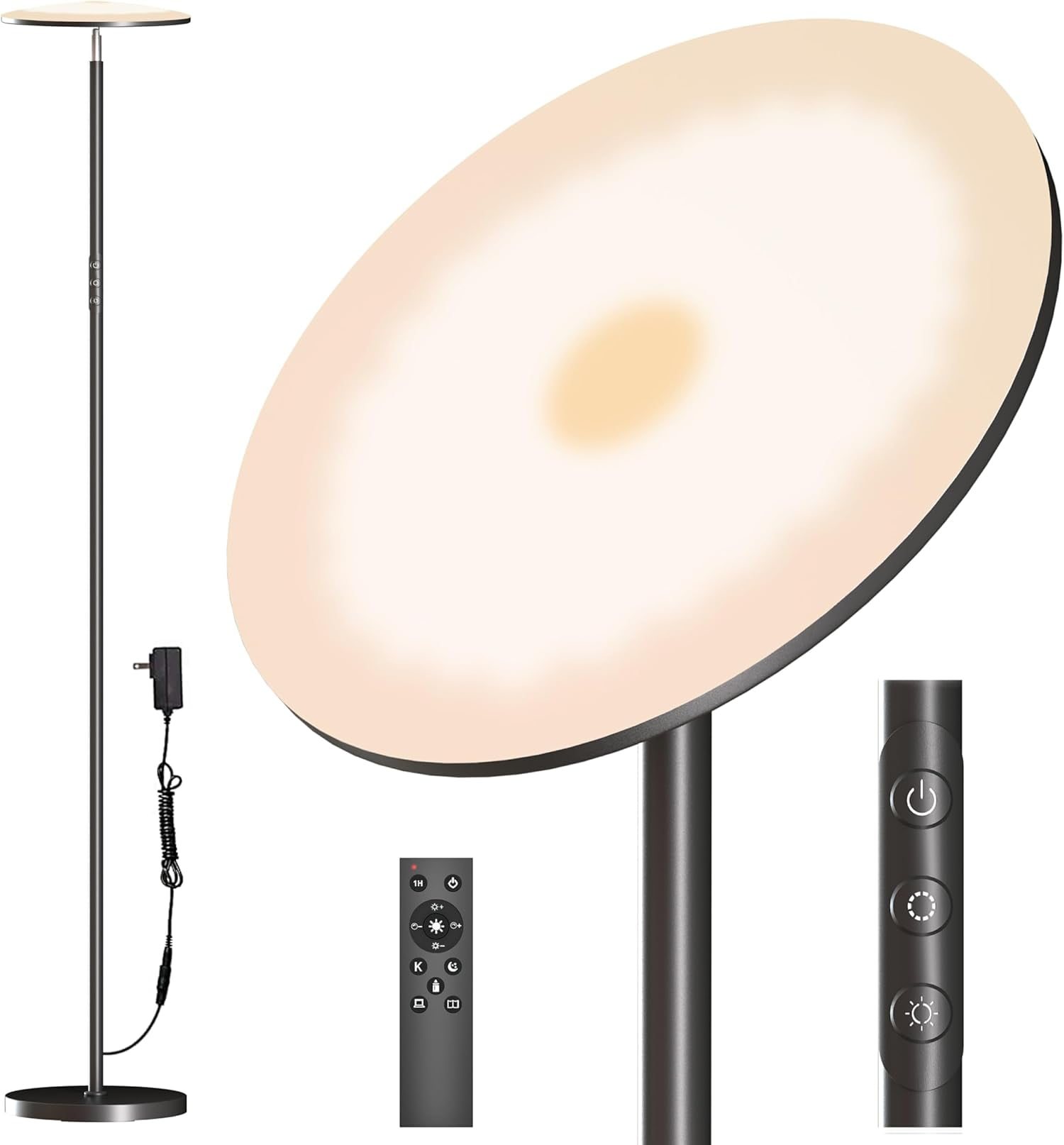 Floor Lamp, Bright 36W 3600LM Standing Lamp 350W Equivalent with Remote ...
