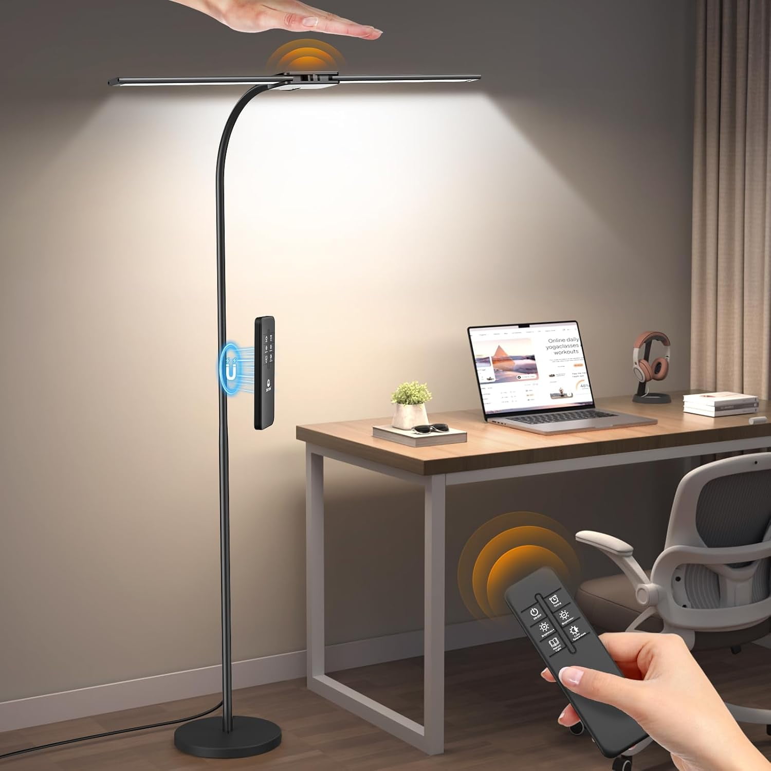 Floor Lamp, Dual Gooseneck Floor Lamps for Room with Gesture & Remote ...