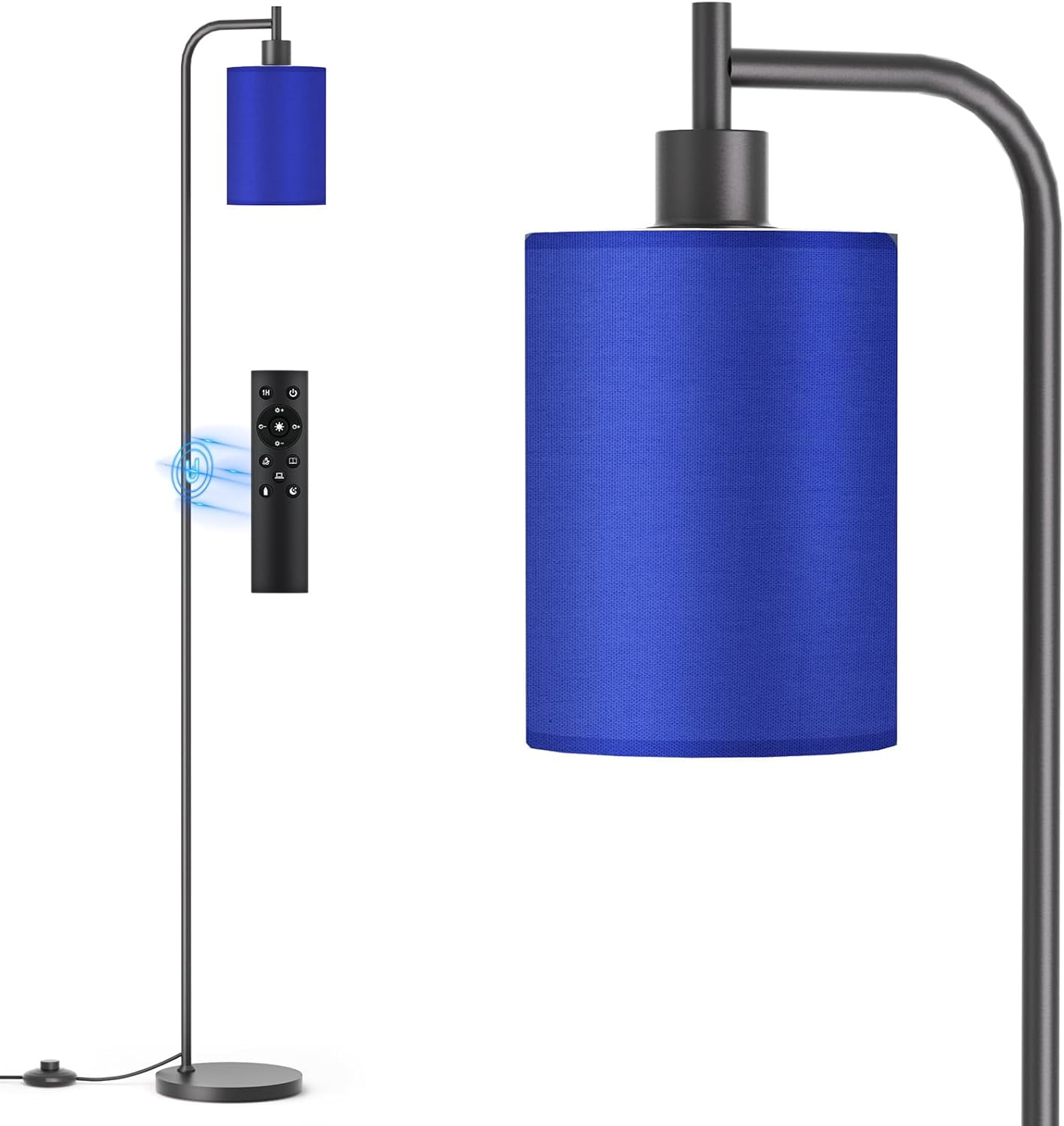 Floor Lamp with Linen Shade, Dimmable Tall Standing Lamp with Remote ...