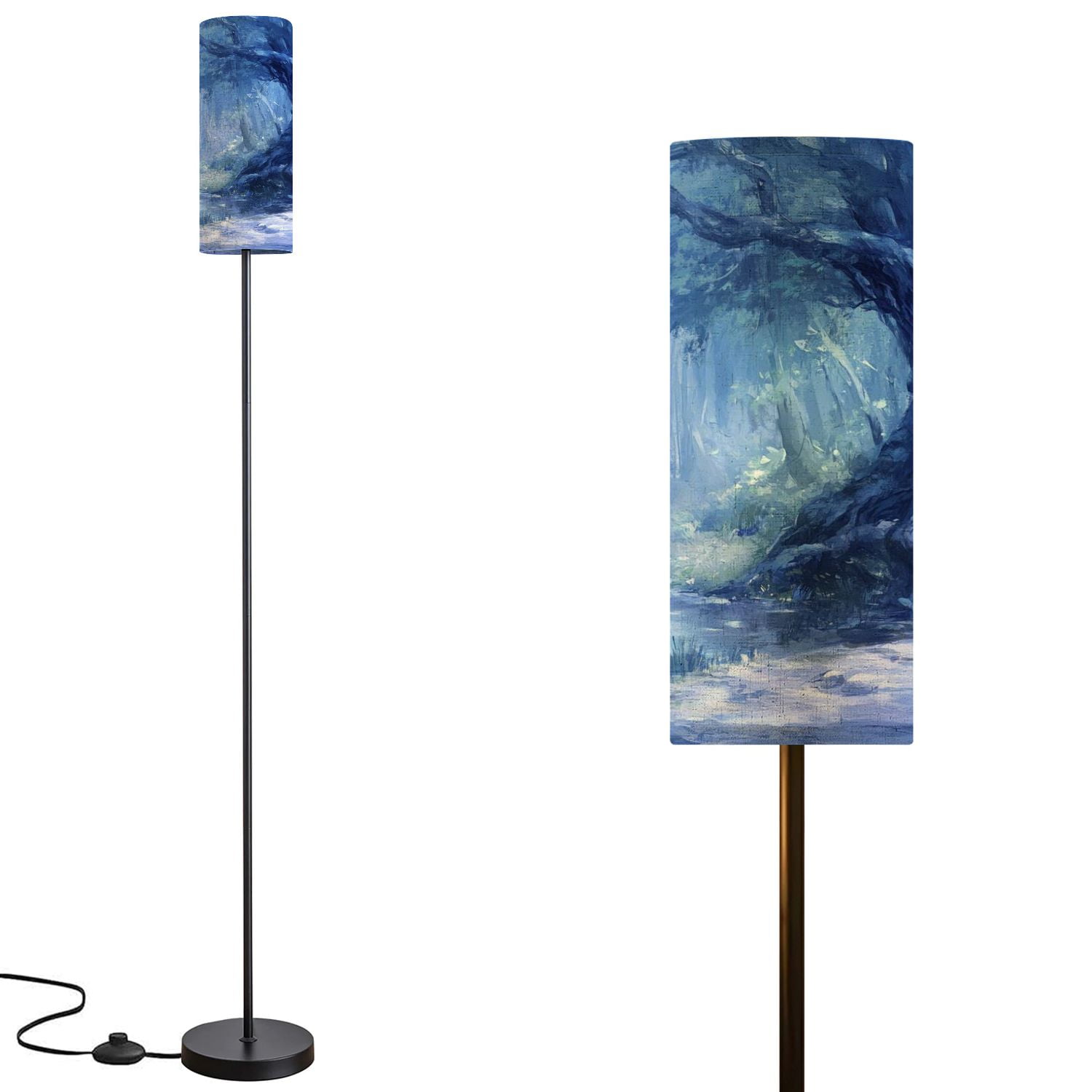 Floor Lamp for Living Room with 3 Color Temperature Abstract Blue ...