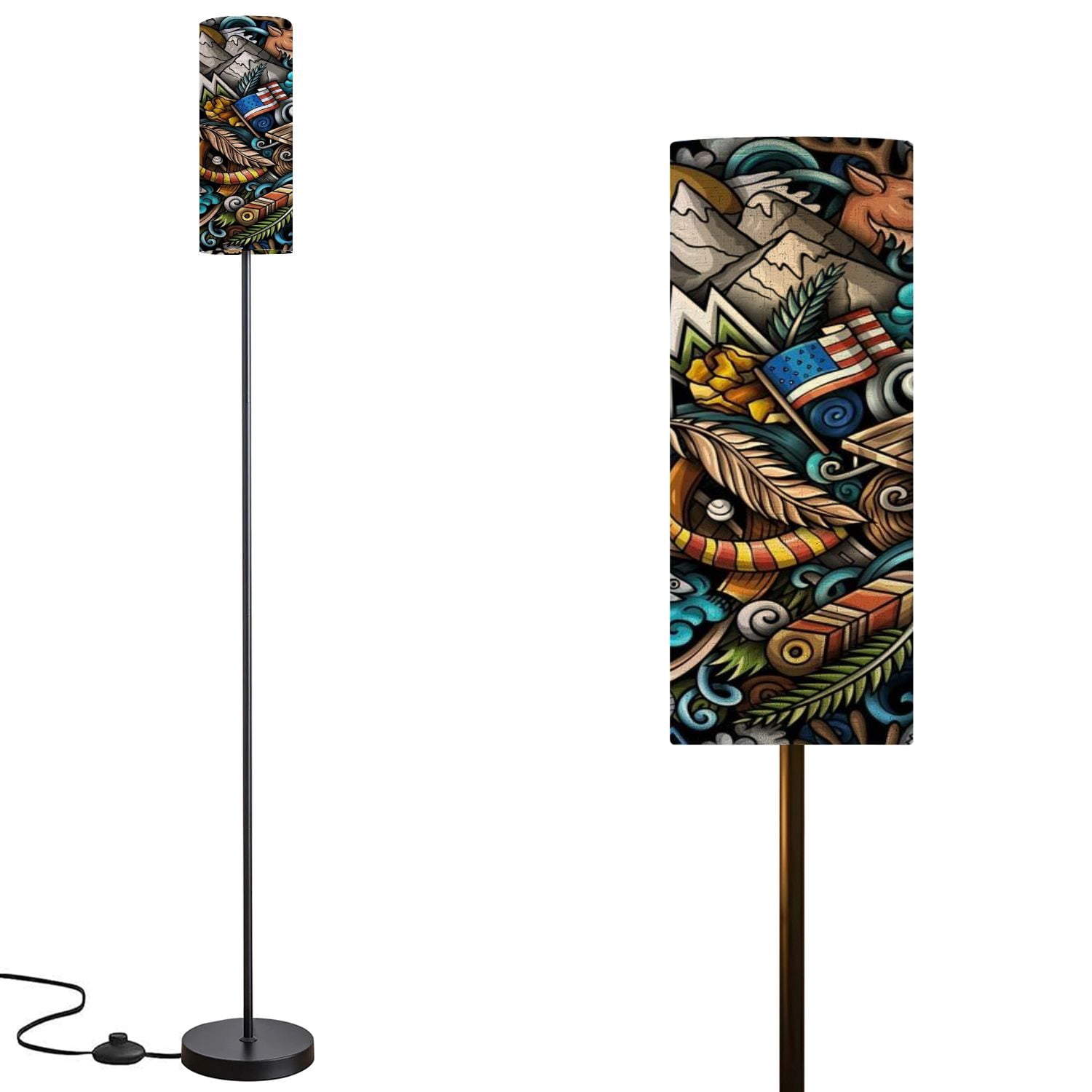 Floor Lamp for Living Room with 3 Color Temperature Cartoon doodles ...