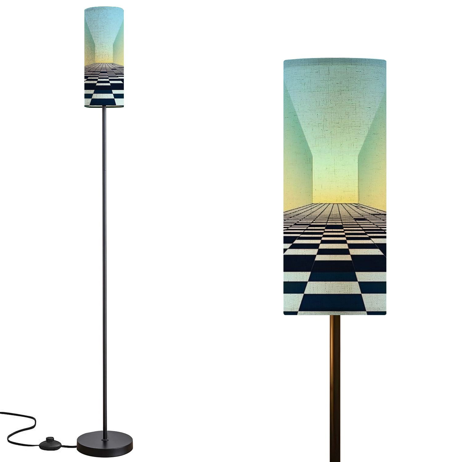 Floor Lamp for Living Room with 3 Color Temperature Checkerboard ...