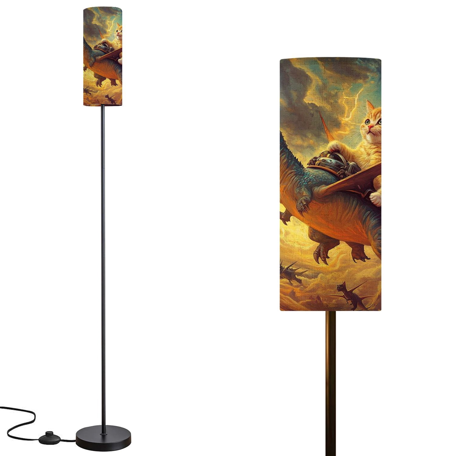 Floor Lamp for Living Room with 3 Color Temperature Funny Cat Riding ...