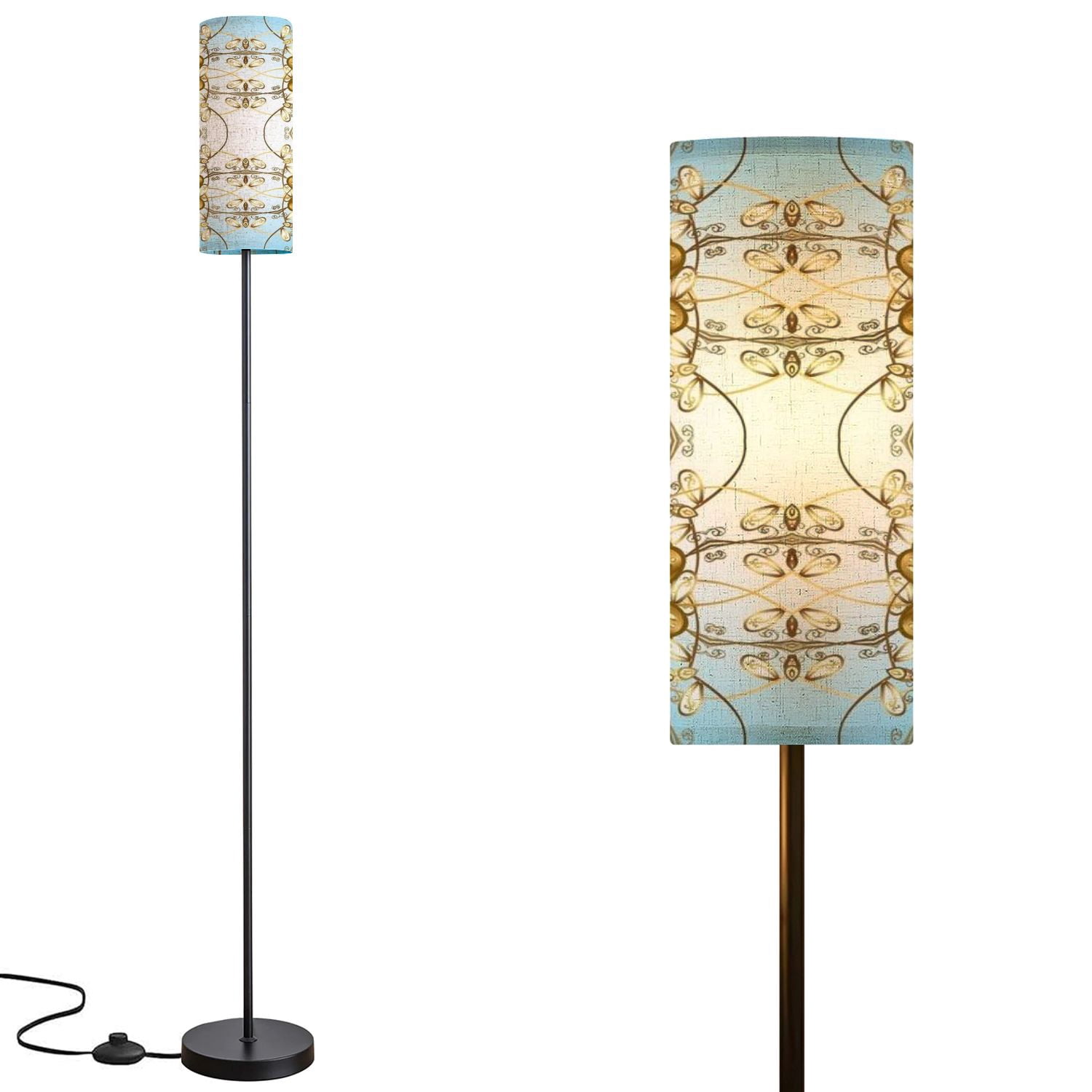 Floor Lamp for Living Room with 3 Color Temperature Golden pattern blue ...