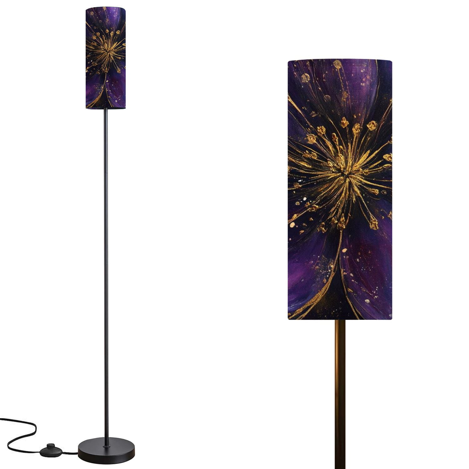 Floor Lamp for Living Room with 3 Color Temperature Purple Flower ...