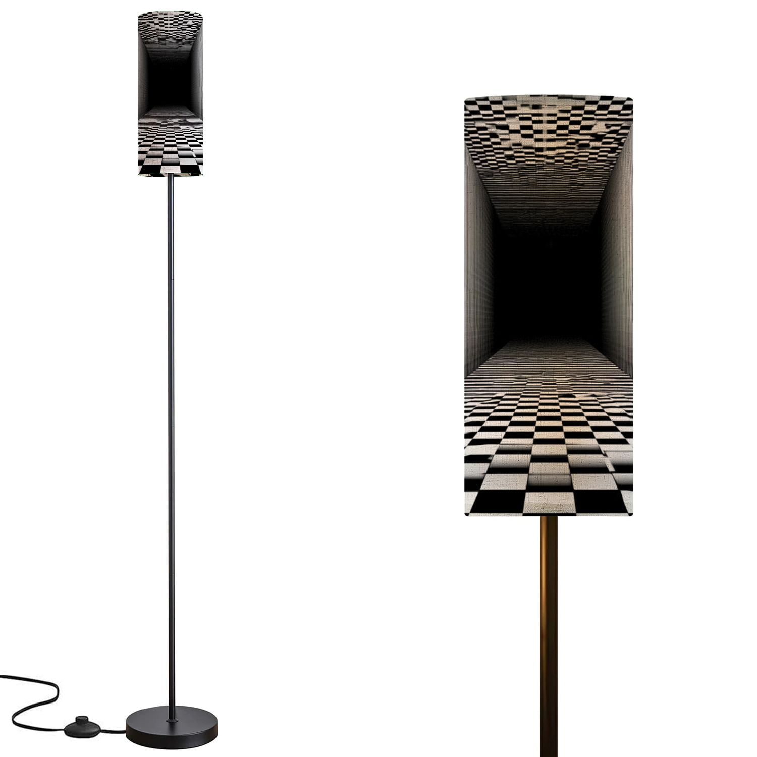 Floor Lamp for Living Room with 3 Color Temperature Style Checkerboard ...