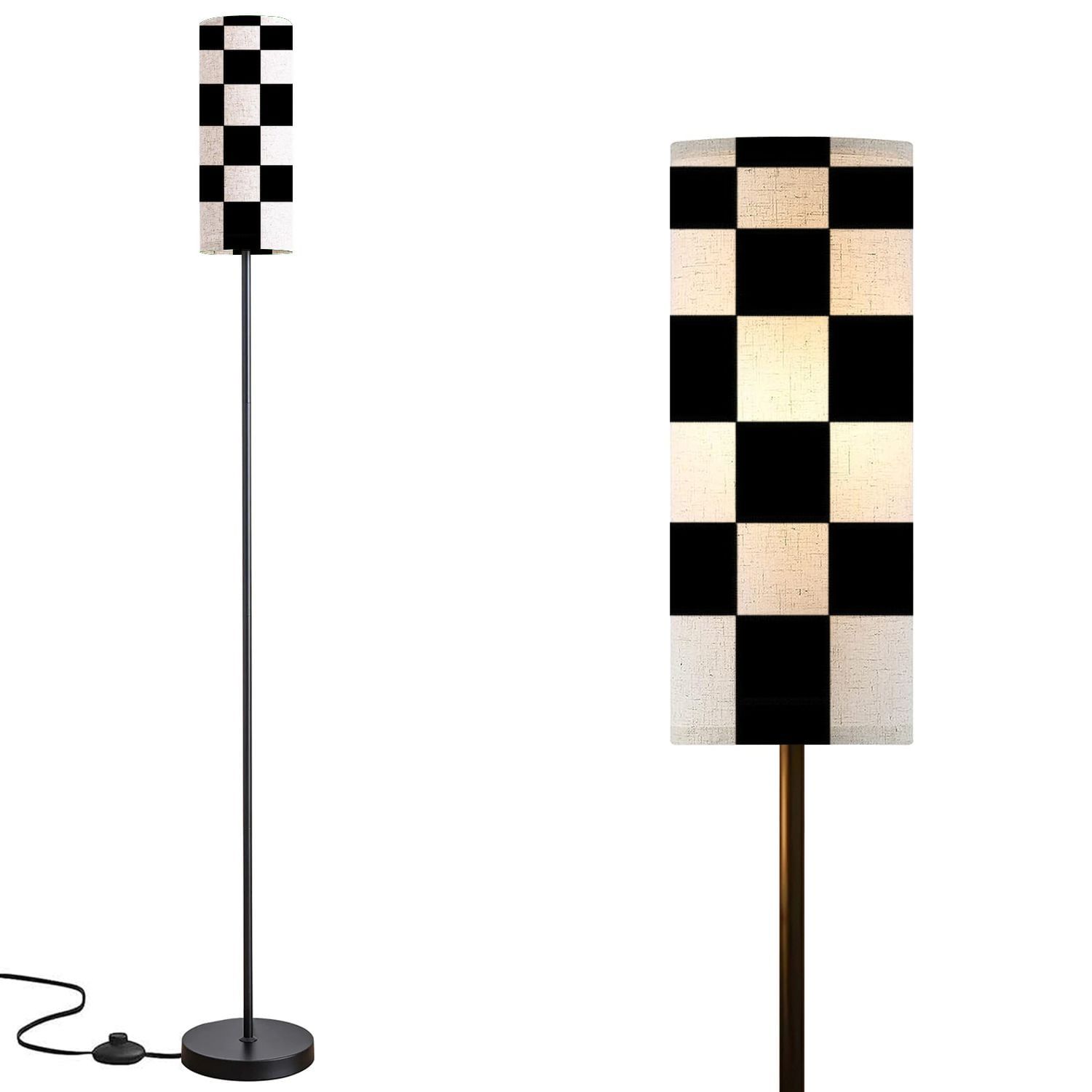 Floor Lamp for Living Room with 3 Color Temperature Style Checkerboard ...