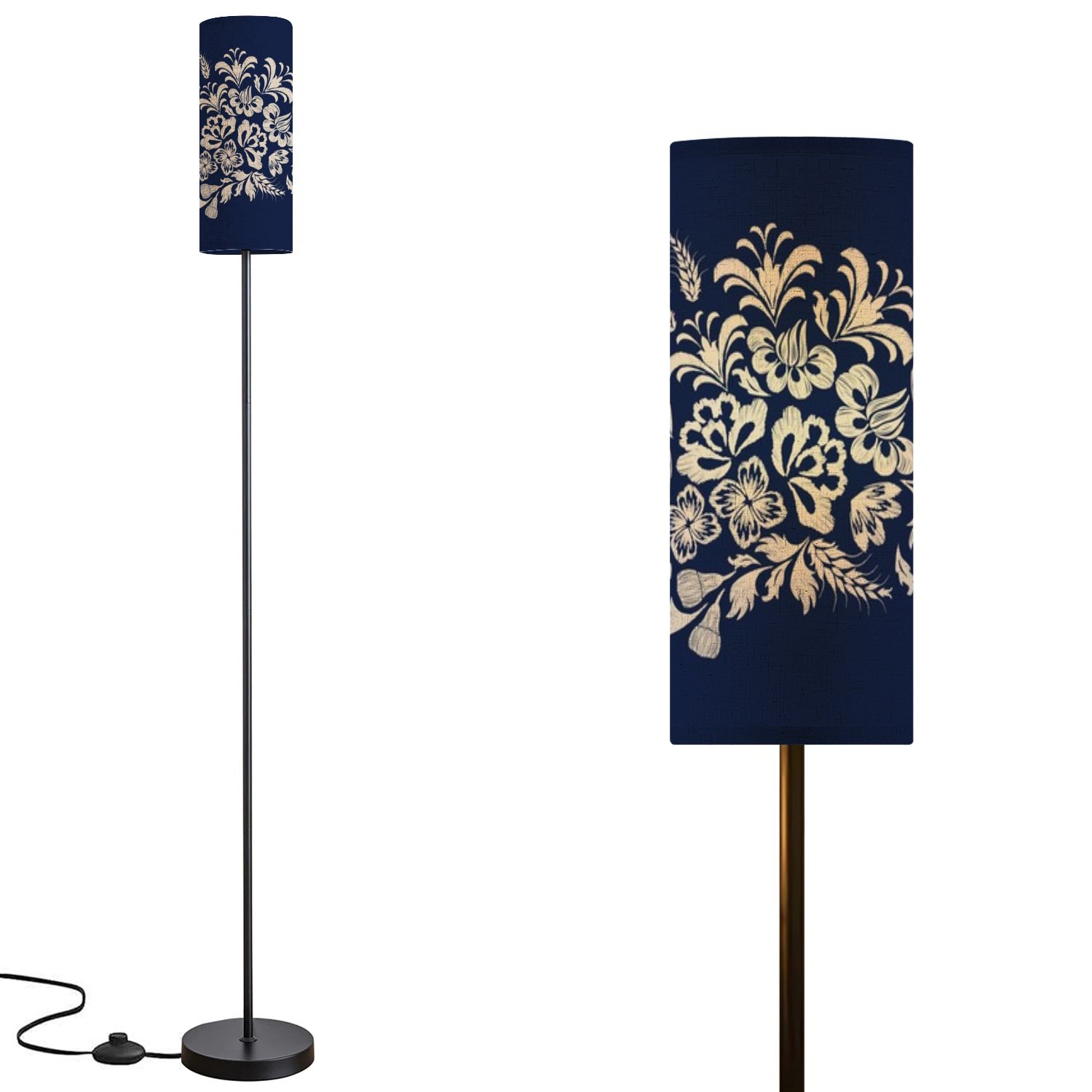 Floor Lamp for Living Room with 3 Color Temperature Vintage Floral ...