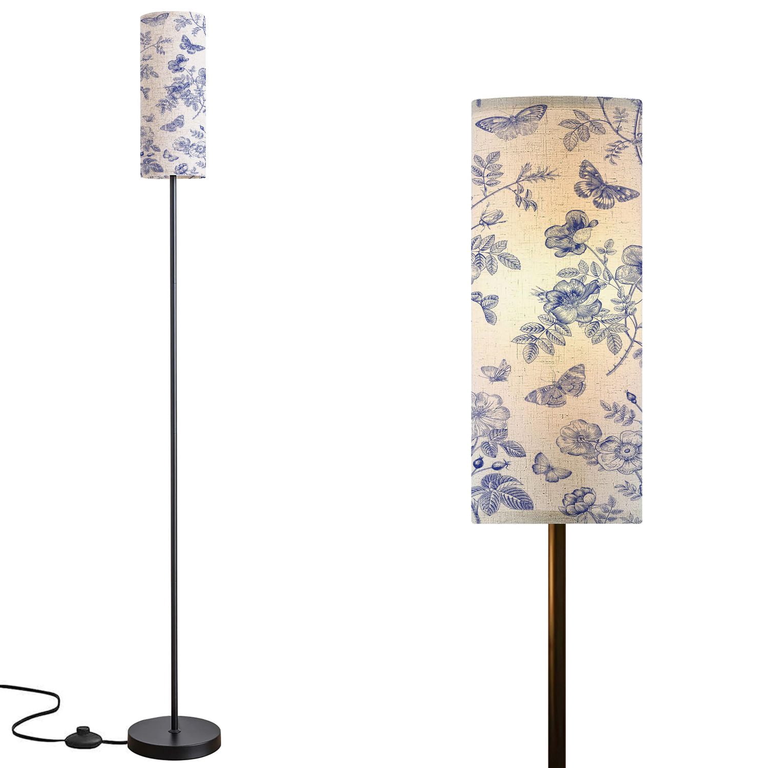 Floor Lamp for Living Room with 3 Color Temperature Vintage floral ...