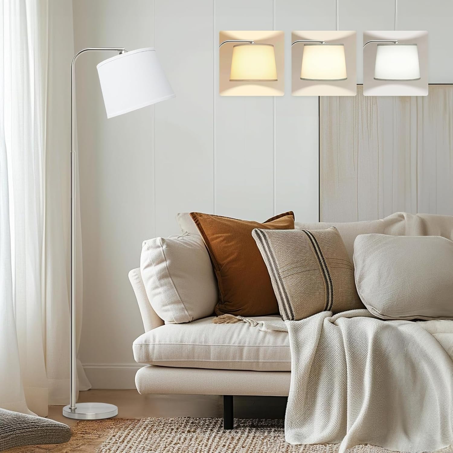 Floor Lamp for Living Room with 3 Color Temperatures, Foot Switch ...