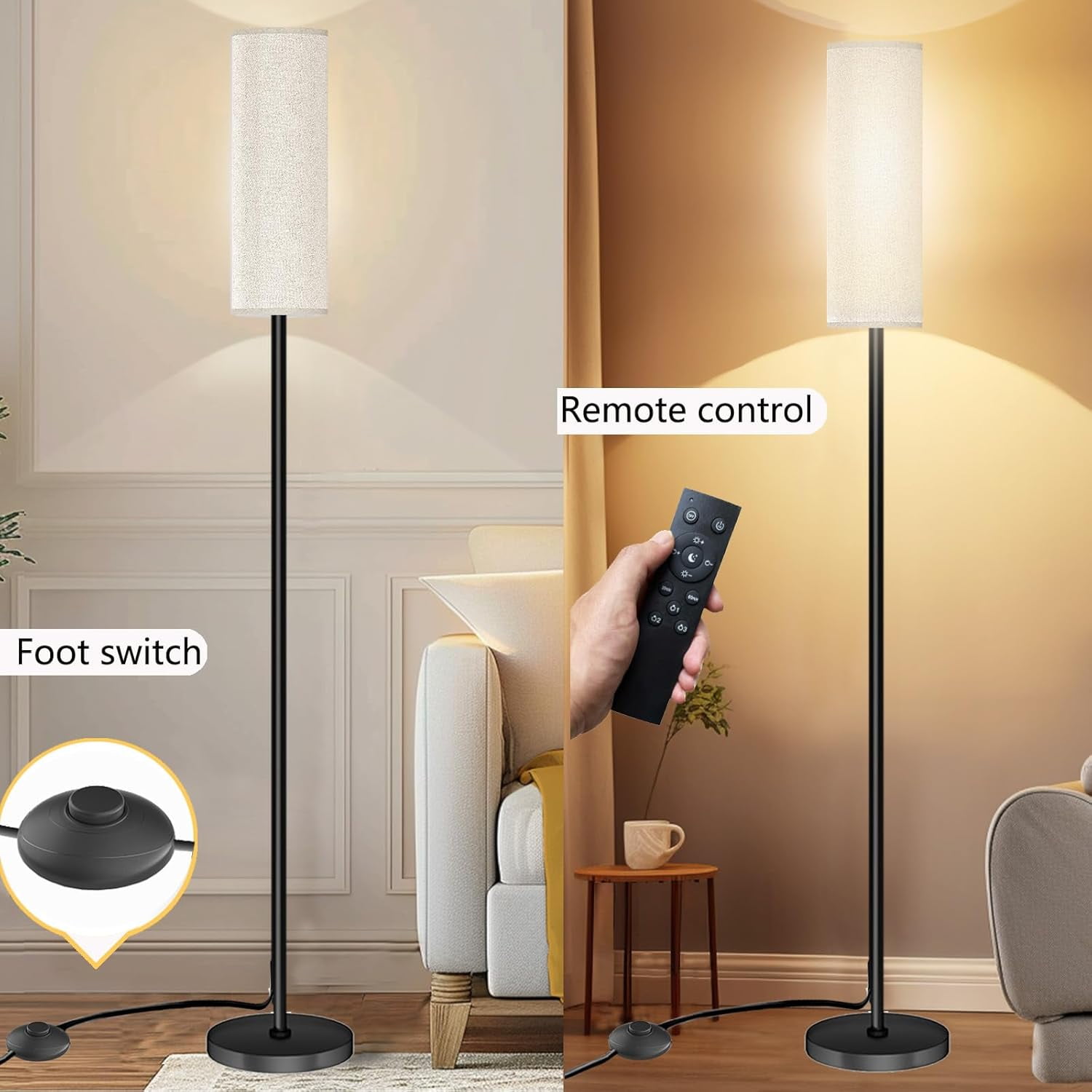 Floor Lamp for Living Room Bedroom, Modern Floor Lamp with Remote ...