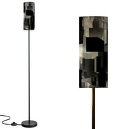 SUNMORY Rustic Floor Lamp with Attached Side Table, Built-in Charging ...