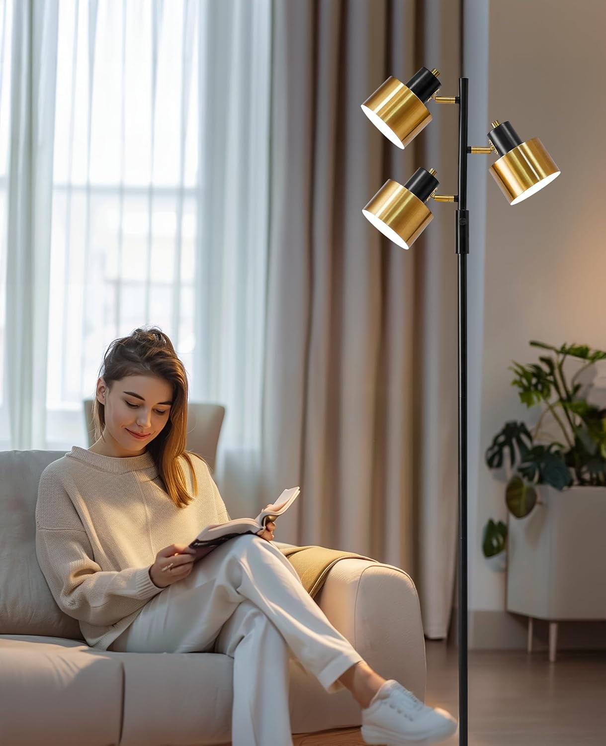 Floor Lamp for Living Room Bright Lighting Tall Modern Industrial ...