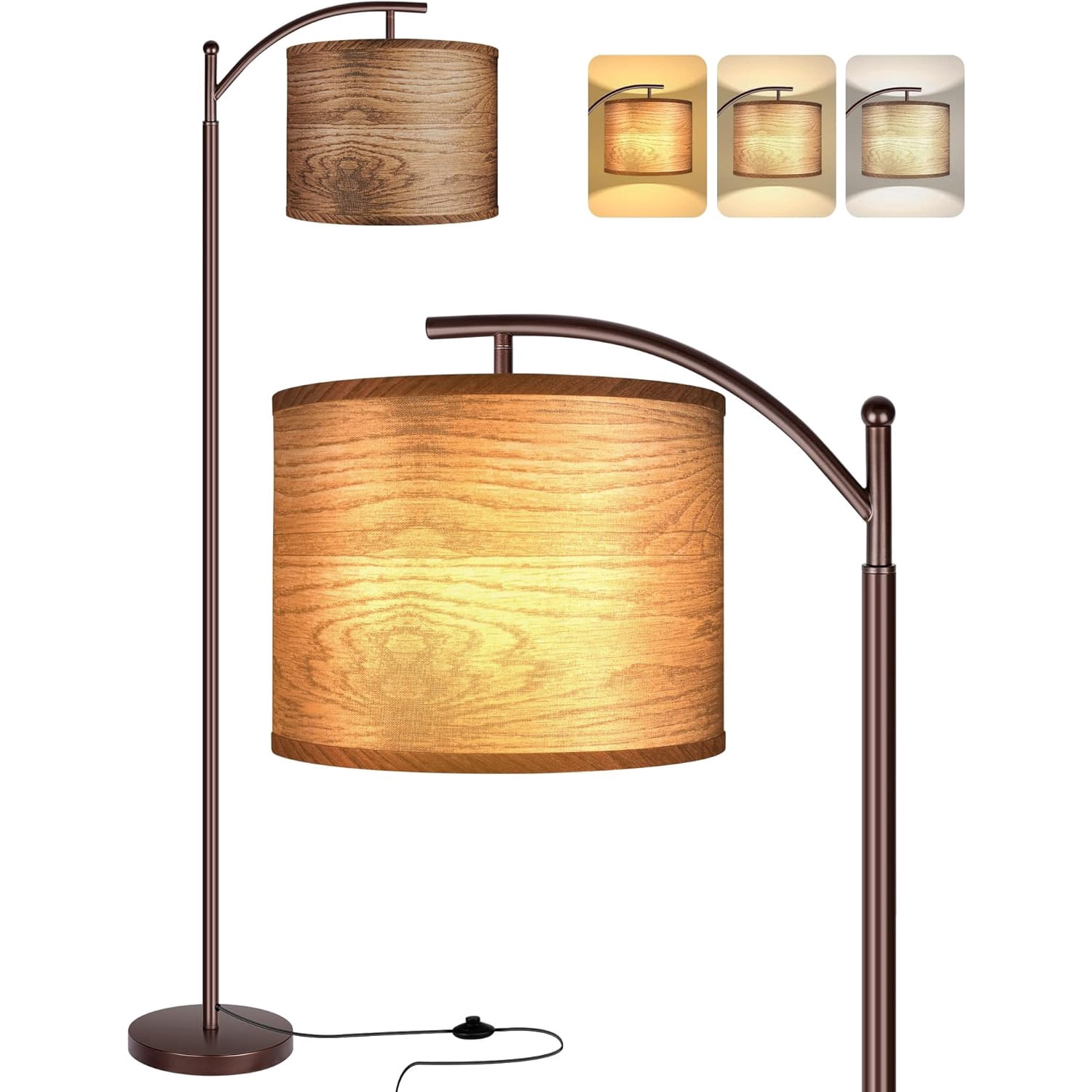 Floor Lamp for Living Room, LED Standing Lamp with 2 Lamp Shades Tall ...