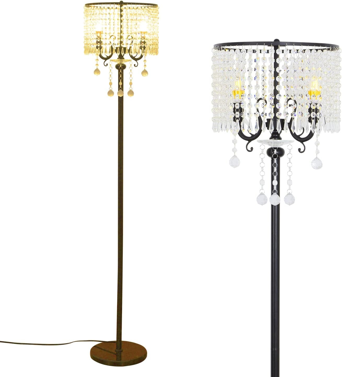 Floor Lamp - Modern Standing Lamp with Foot Pedal,Crystal Stand Up ...