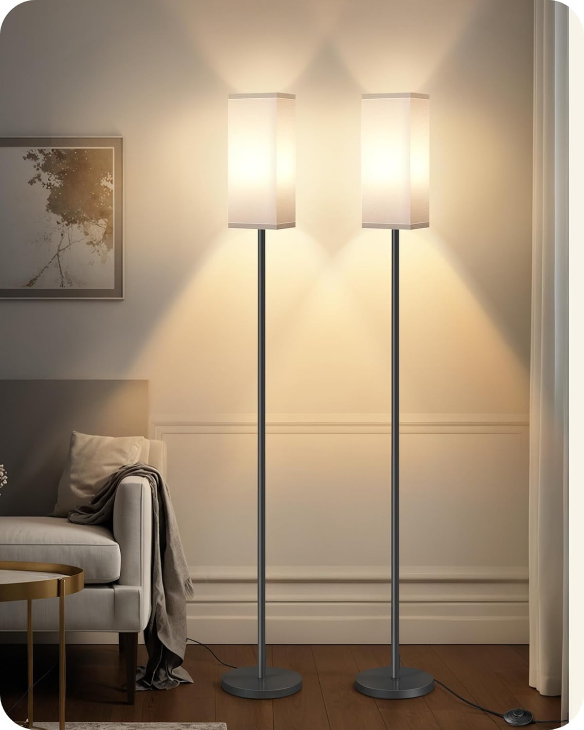 Floor Lamp, Pole with Foot Switch, Modern Standing Lamp Lampshade ...