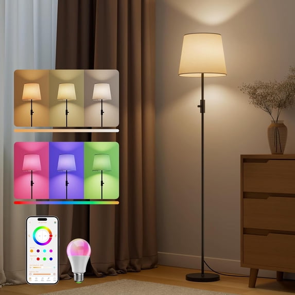 Floor Lamp with RGBCW Color Change Bulb, Compatible with Alexa, , Voice ...