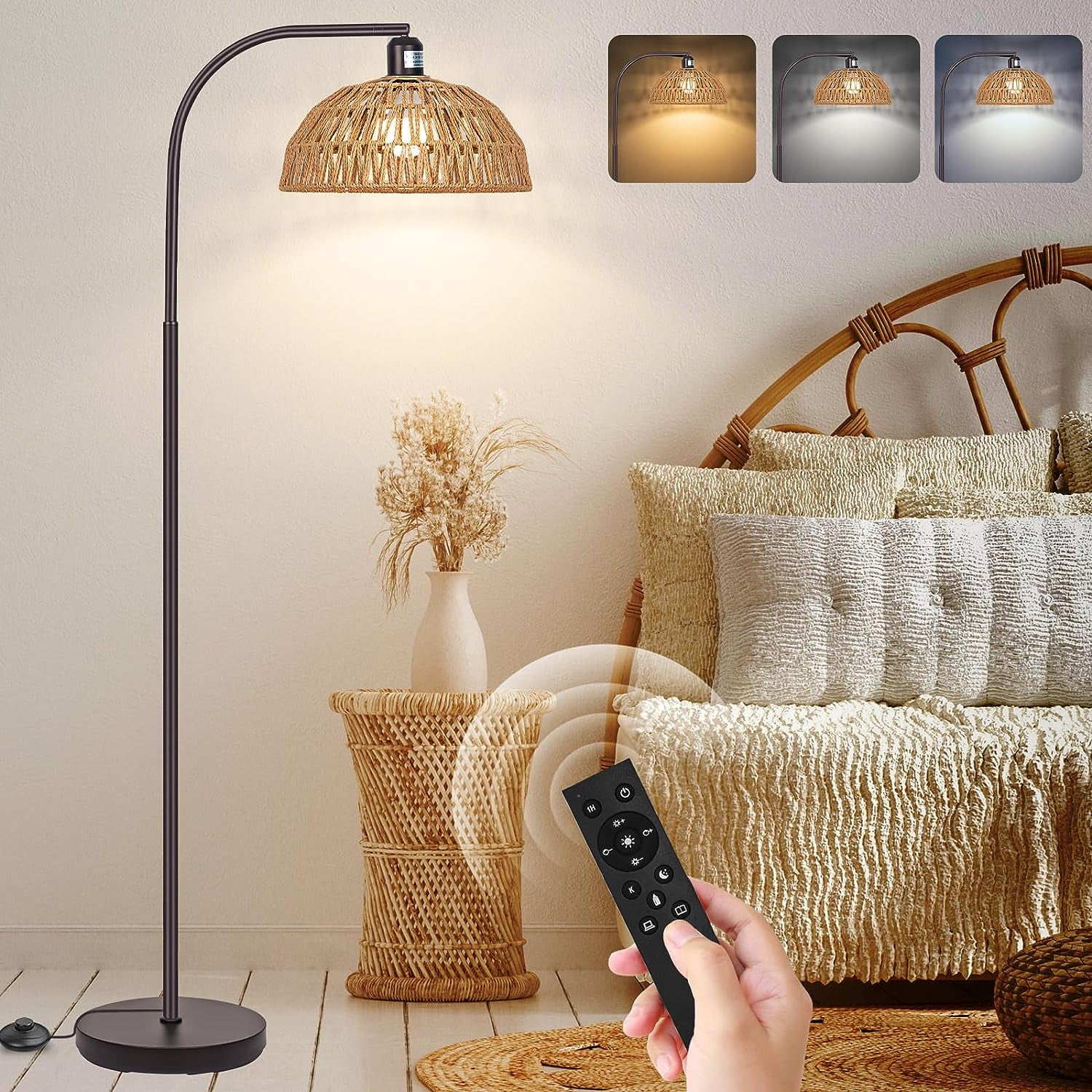 Floor Lamp with Remote- Bronze Floor Lamps with Stepless Dimmable Bulb ...