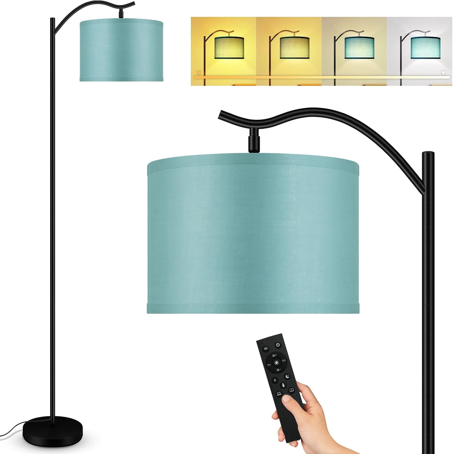 Floor Lamp for Room,Arc Floor Lamp Remote Control,Stepless Dimmable ...