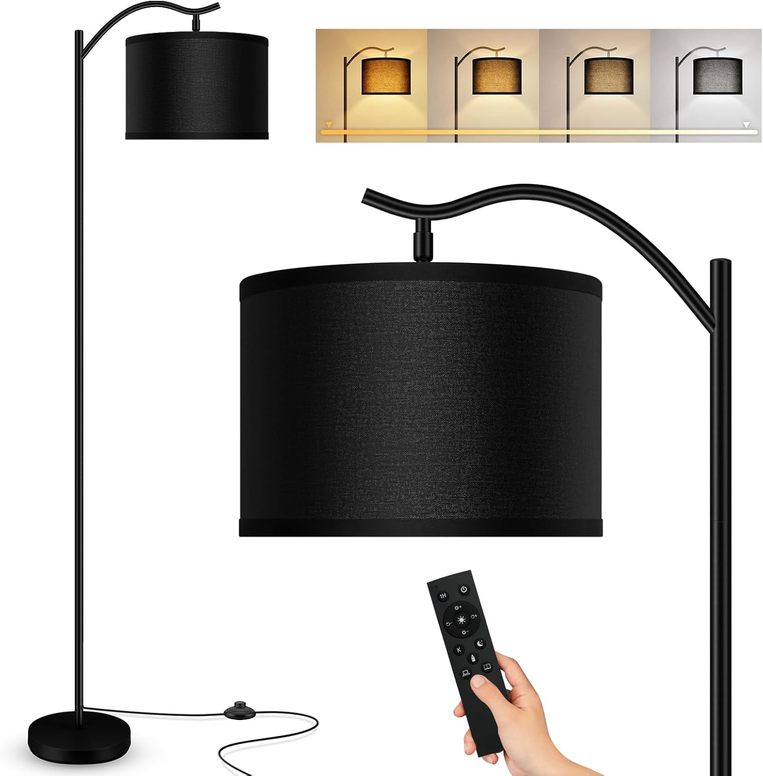 Floor Lamp for Room,Arc Floor Lamp with Remote Control,Stepless ...