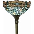 Floor Lamp Sea Blue Stained Glass Dragonfly Light Pole Standing Corner ...