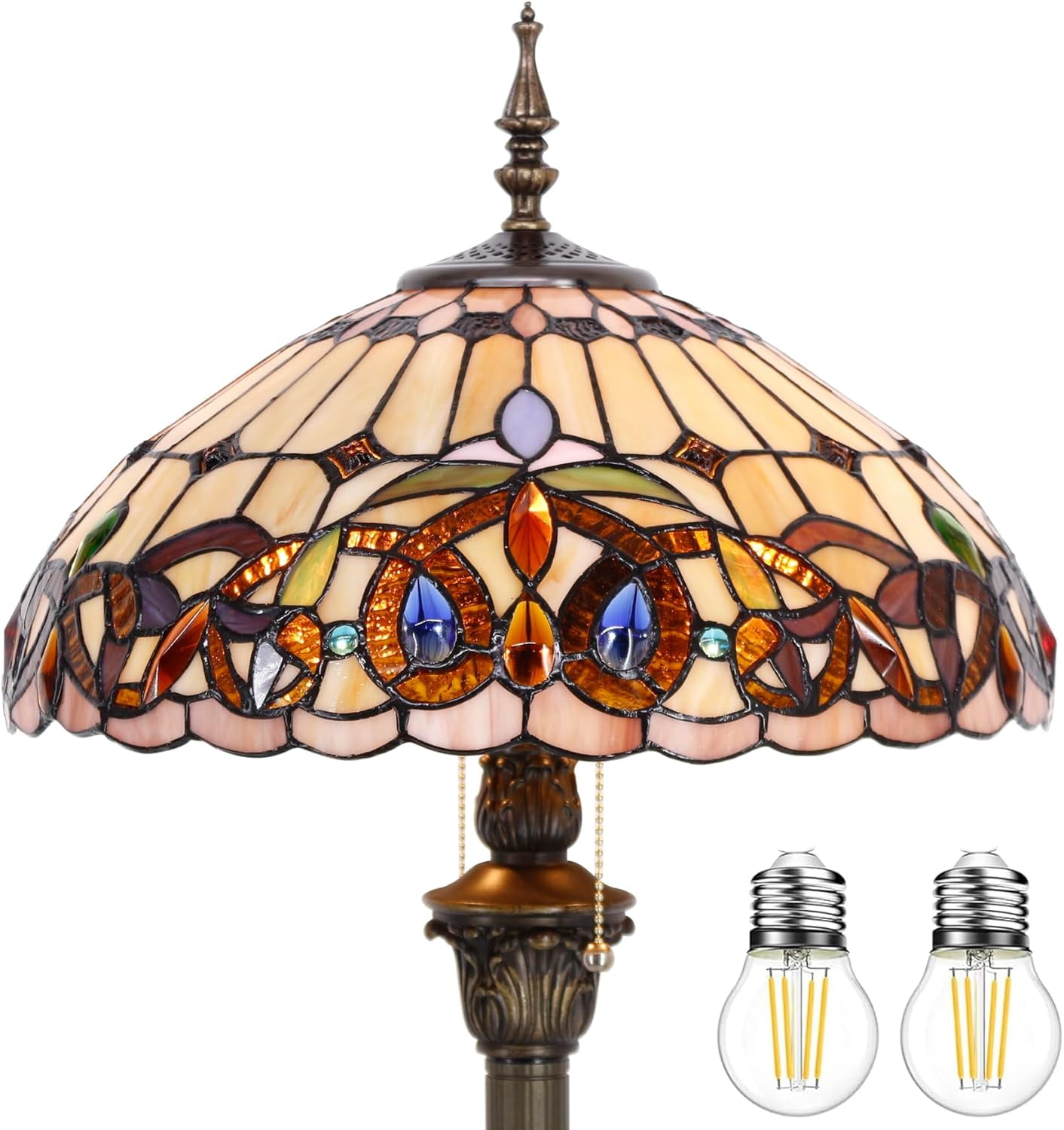 Floor Lamp Serenity Victorian Stained Glass Standing Reading Light ...