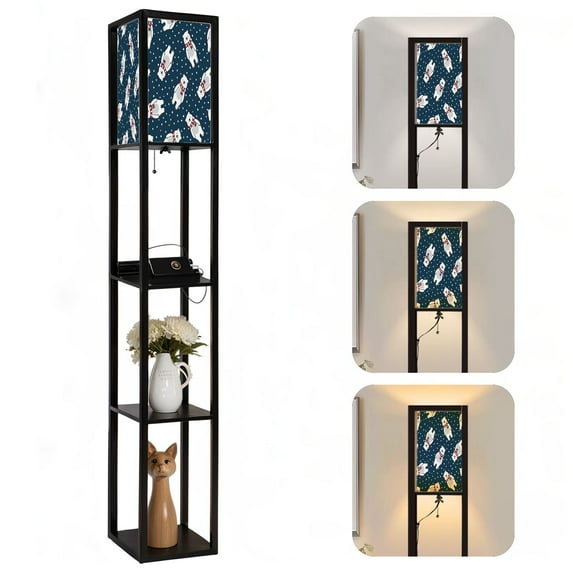Floor Lamp with Shelves Corner Display Bookshelf Lamp for Living Room ...