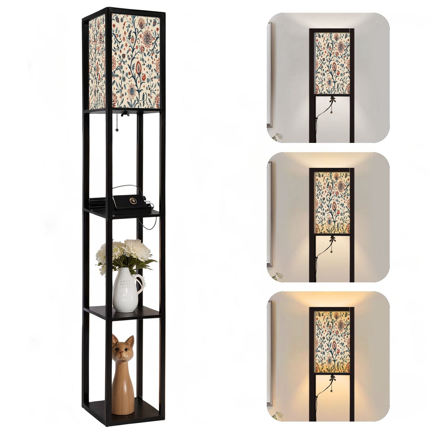 Floor Lamp with Shelves Corner Display Bookshelf Lamp for Living Room ...