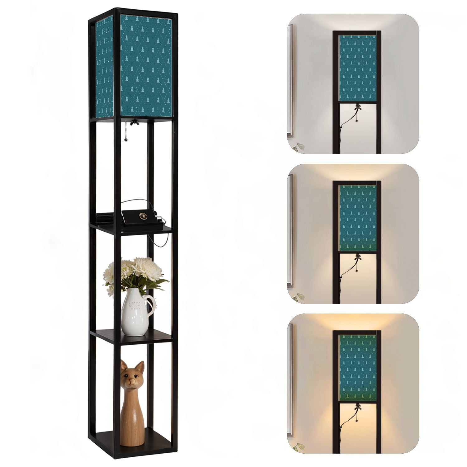 Floor Lamp with Shelves Corner Display Bookshelf Lamp for Living Room and Bedroom Naive ...