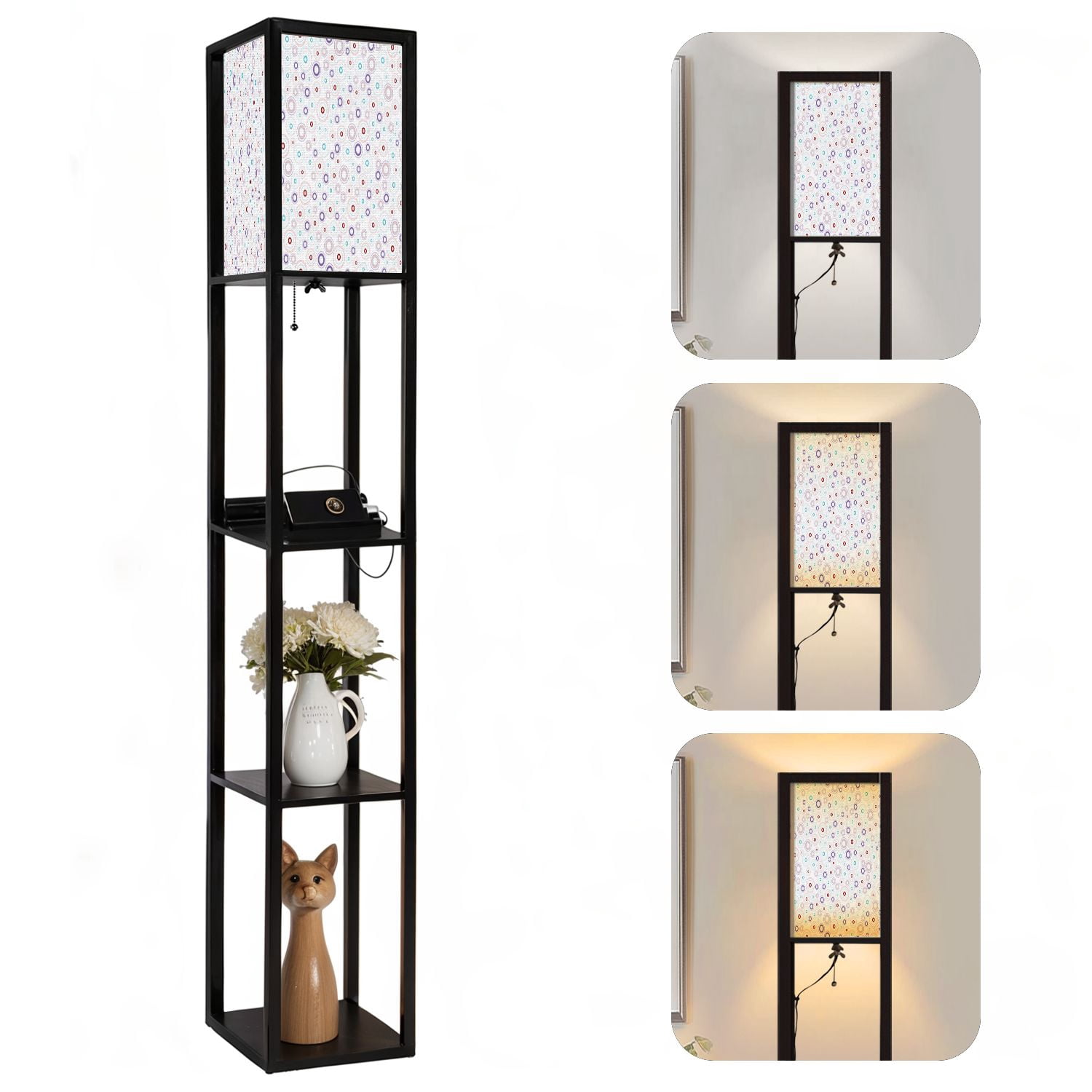 Floor Lamp with Shelves Corner Display Bookshelf Lamp for Living Room ...