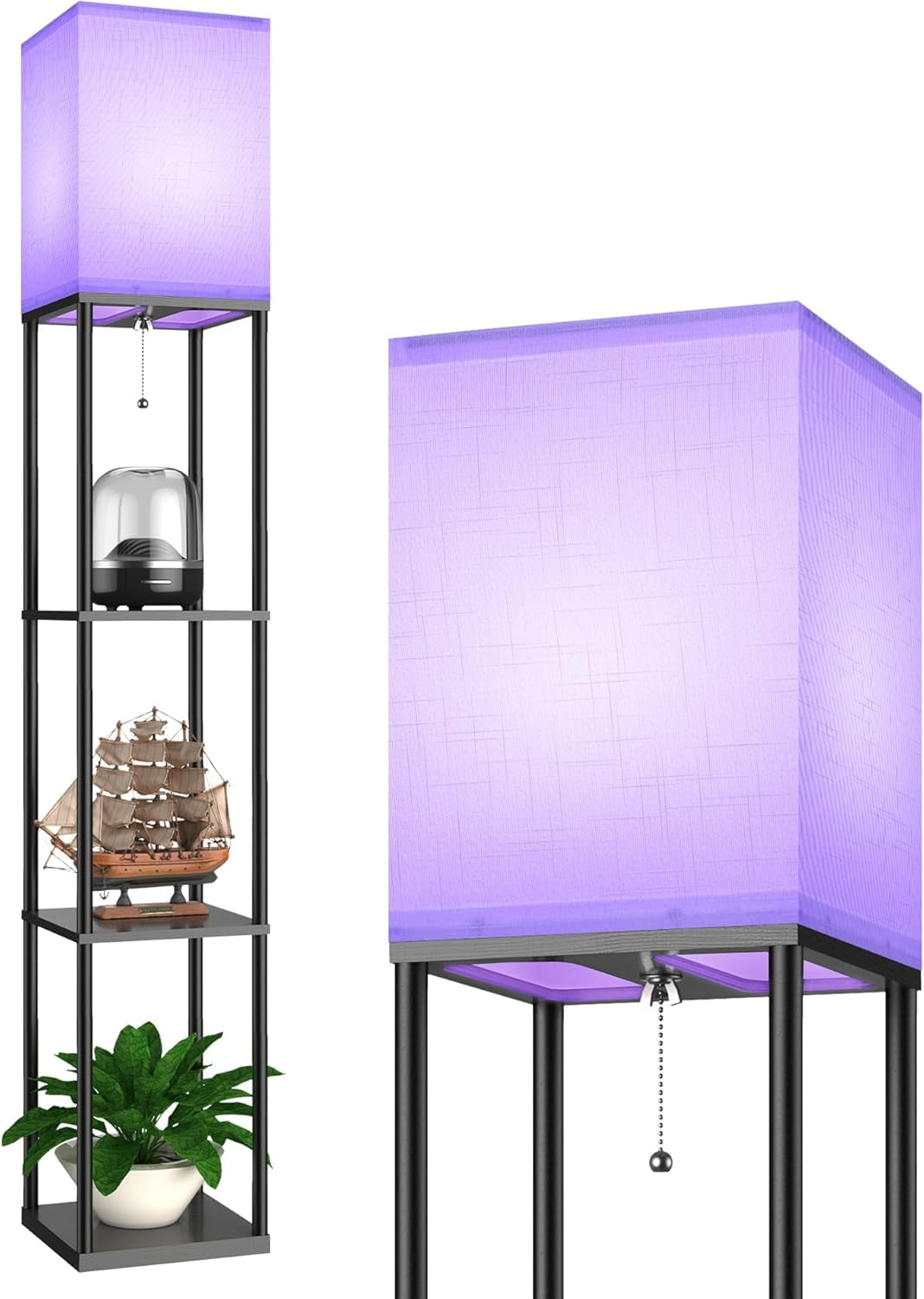Floor Lamp with Shelves for Living Room with Matter Smart LED Light ...